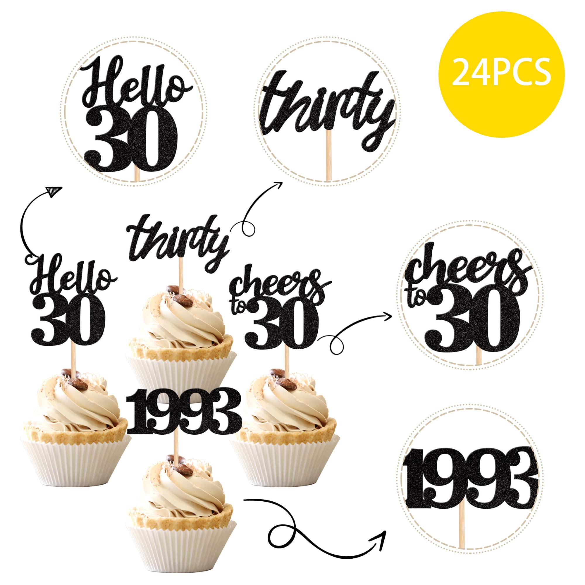 30th Birthday Cupcake Toppers
