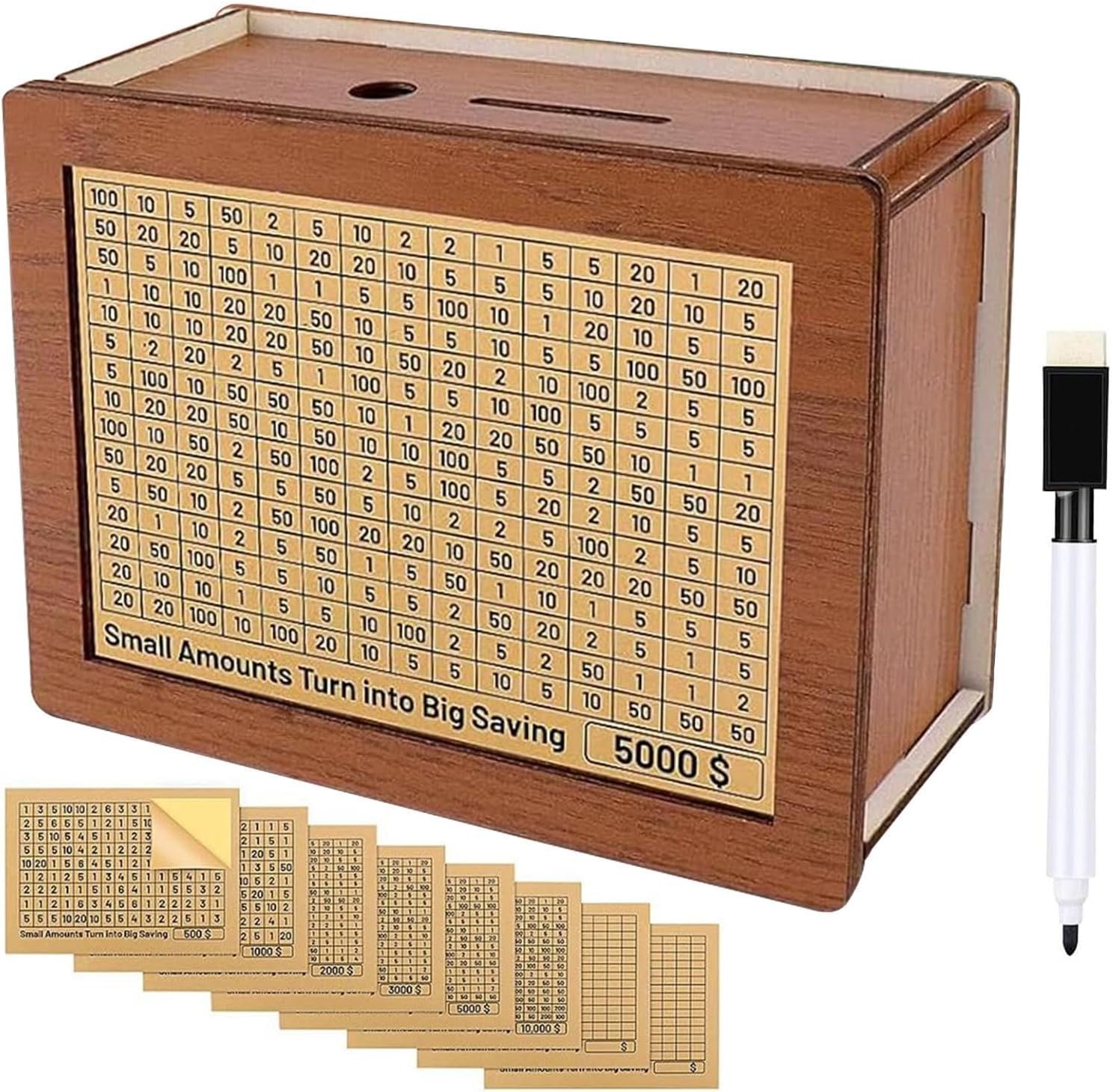 Amazon.com: Caja de ahorro de madera, caja de ahorro de dinero, alcancía para adultos y niños ...