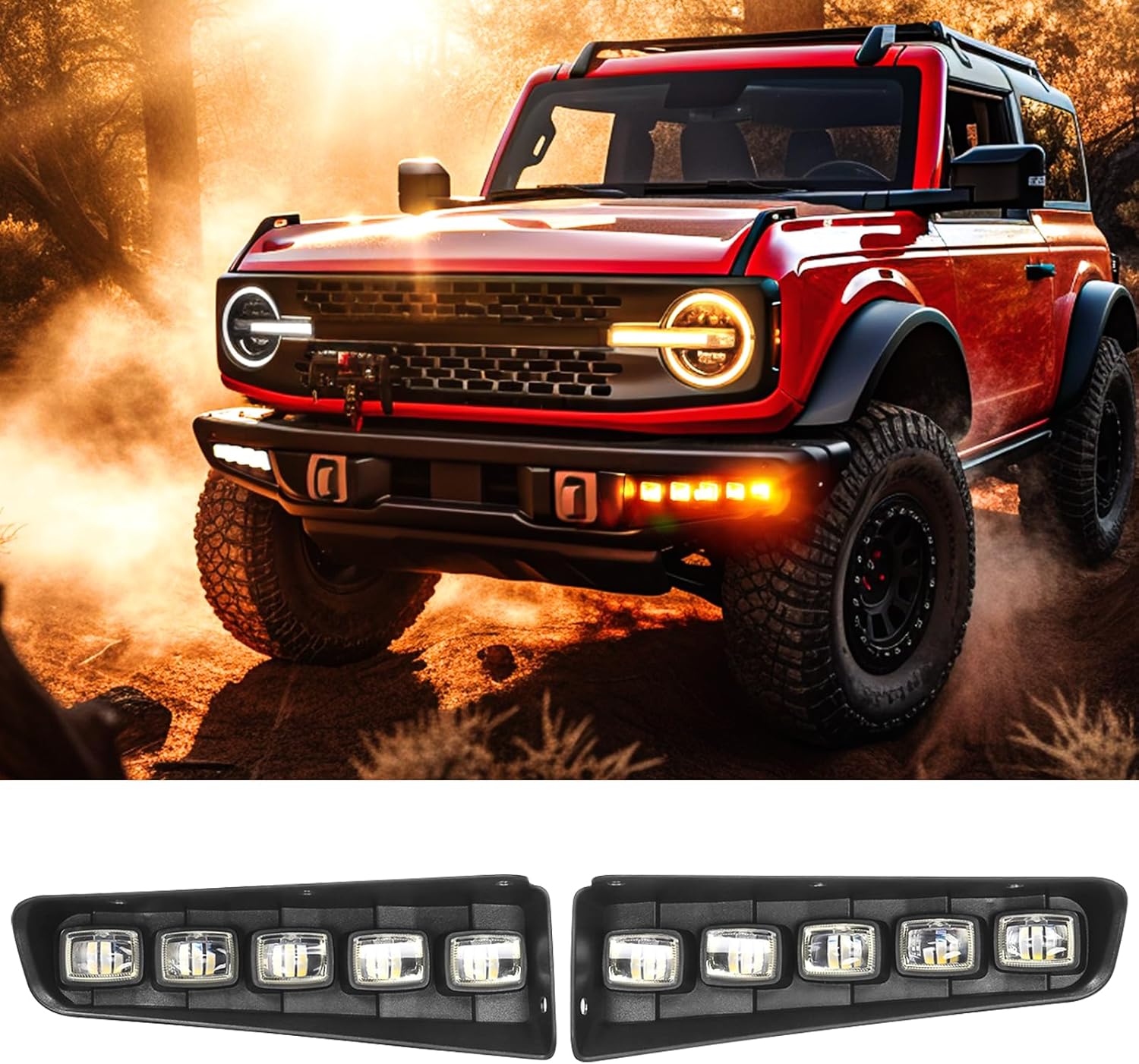 KSGMFED Fog Lights fit Ford Bronco 2021-2024 2/4-Door,Amber/Clear Fog ...