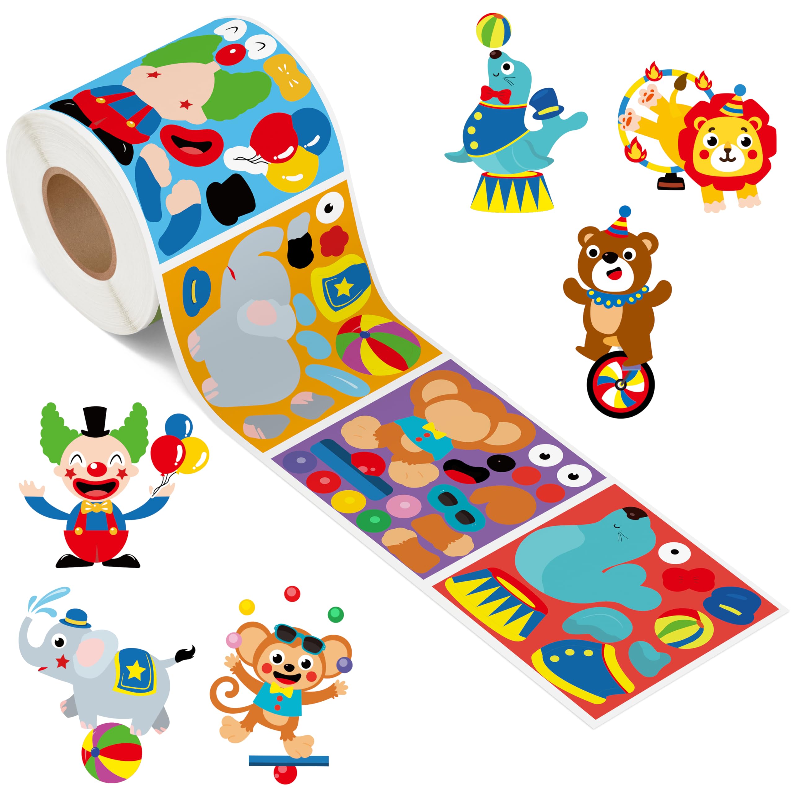 Amazon.com: Haooryx 300pcs Make A Circus Animal Scene Sticker Roll ...