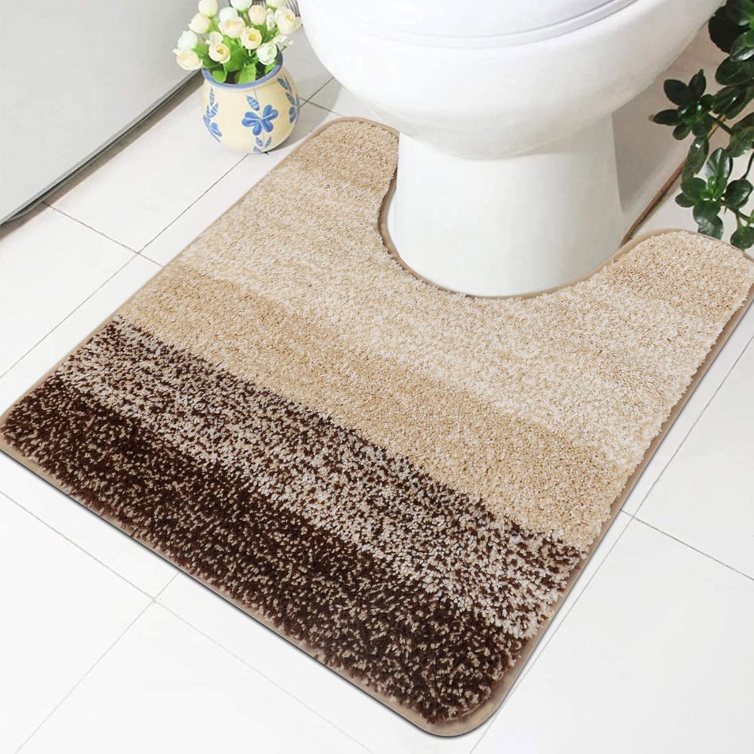 Famibay WC Toliet Rug Non Slip Pedestal Mat for Toilet Super Absorbent ...