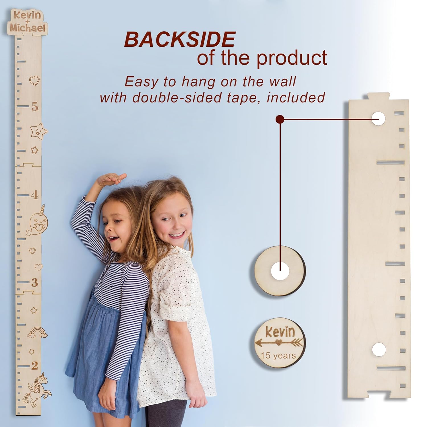 Personalized Wooden Growth Chart for Girls – Height Chart Unicorn for ...