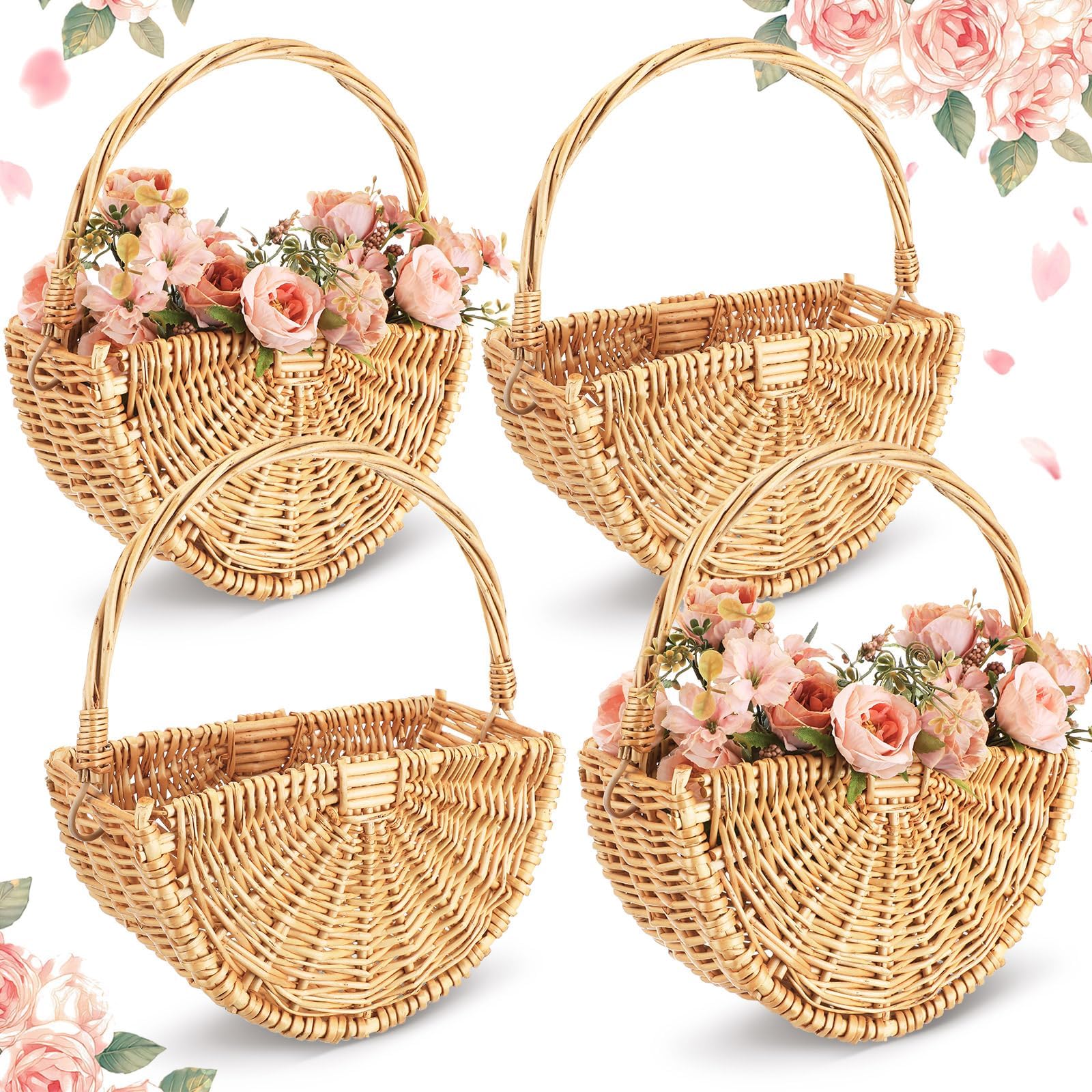 Amazon.com: Small Flower Girl Basket Set of 2 – Small Wicker Basket ...