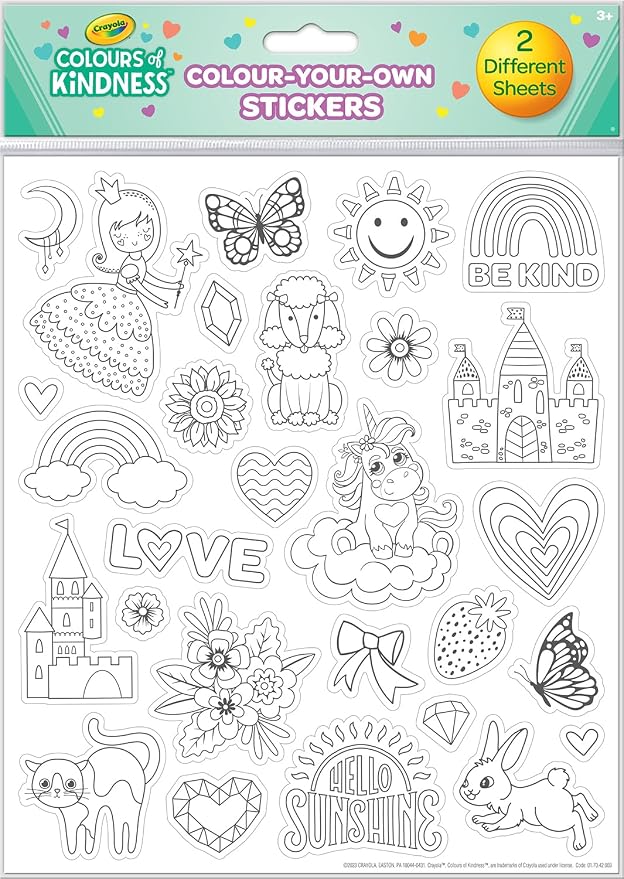Paper Projects Crayola Colour Your Own Stickers | Includes 2 sheets of ...