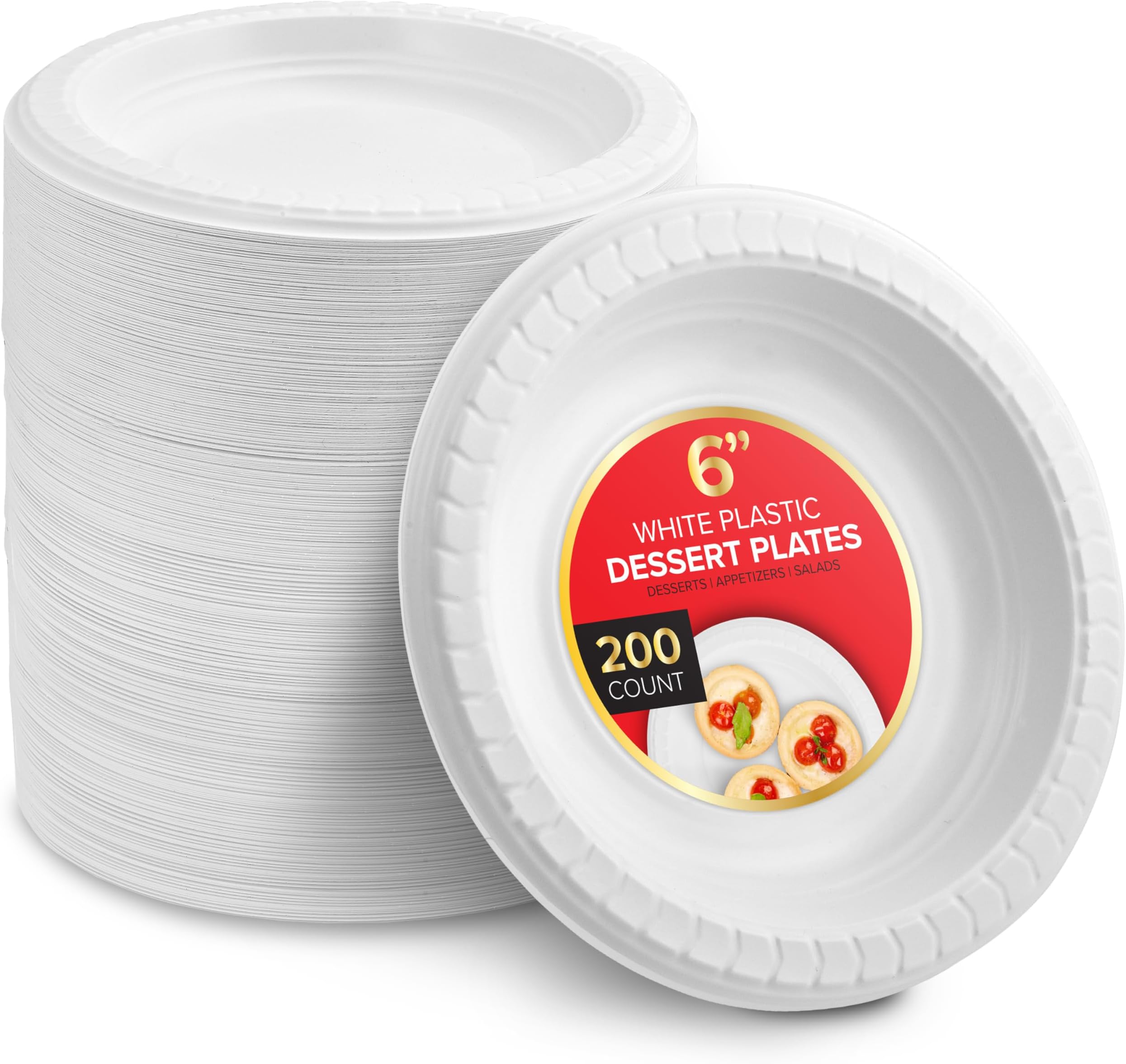 Amazon.com: Stock Your Home 200 Count Premium White Plastic Plates, 6 ...