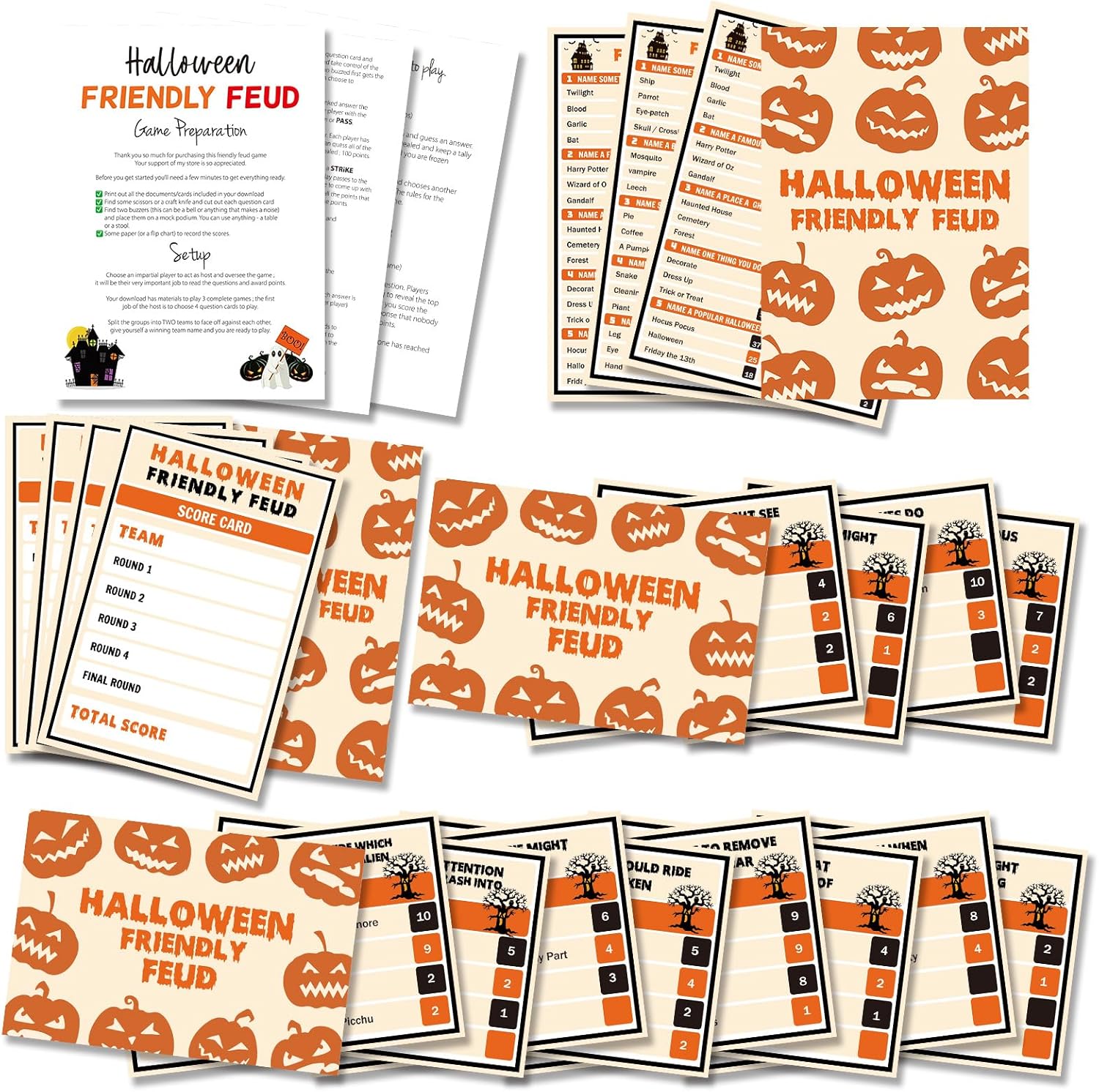 Amazon.com: BEUFSE Halloween Friendly Feud Game Set, Halloween Game ...