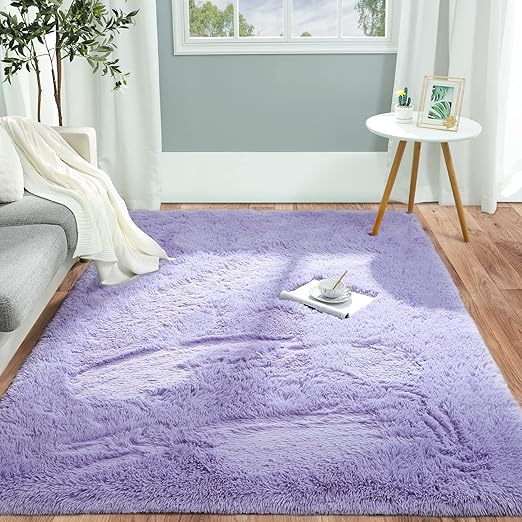 Amazon.com: Pettop Fluffy Lavender Purple Rug for Bedroom Living Room ...