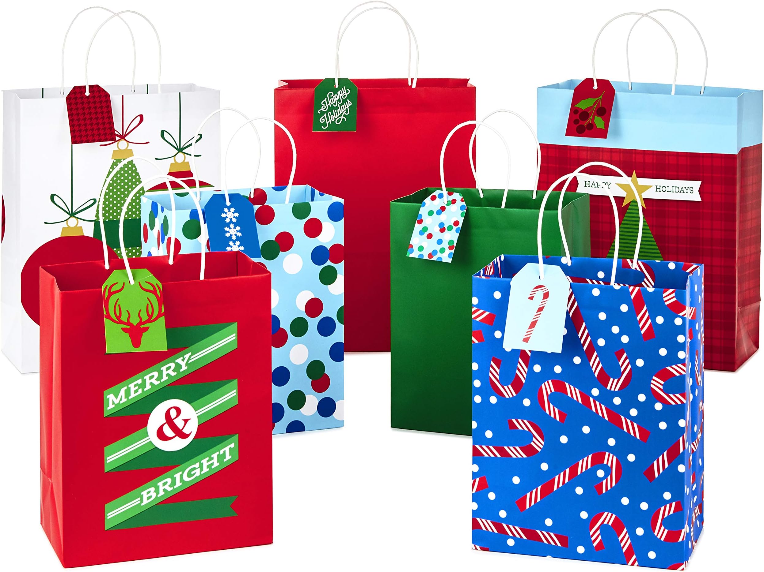 Amazon.com: Hallmark Christmas Gift Bag Assortment with Tissue Paper (3 ...