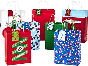 Amazon.com: Hallmark Christmas Assorted Gift Bag Bundle with Mix-n ...