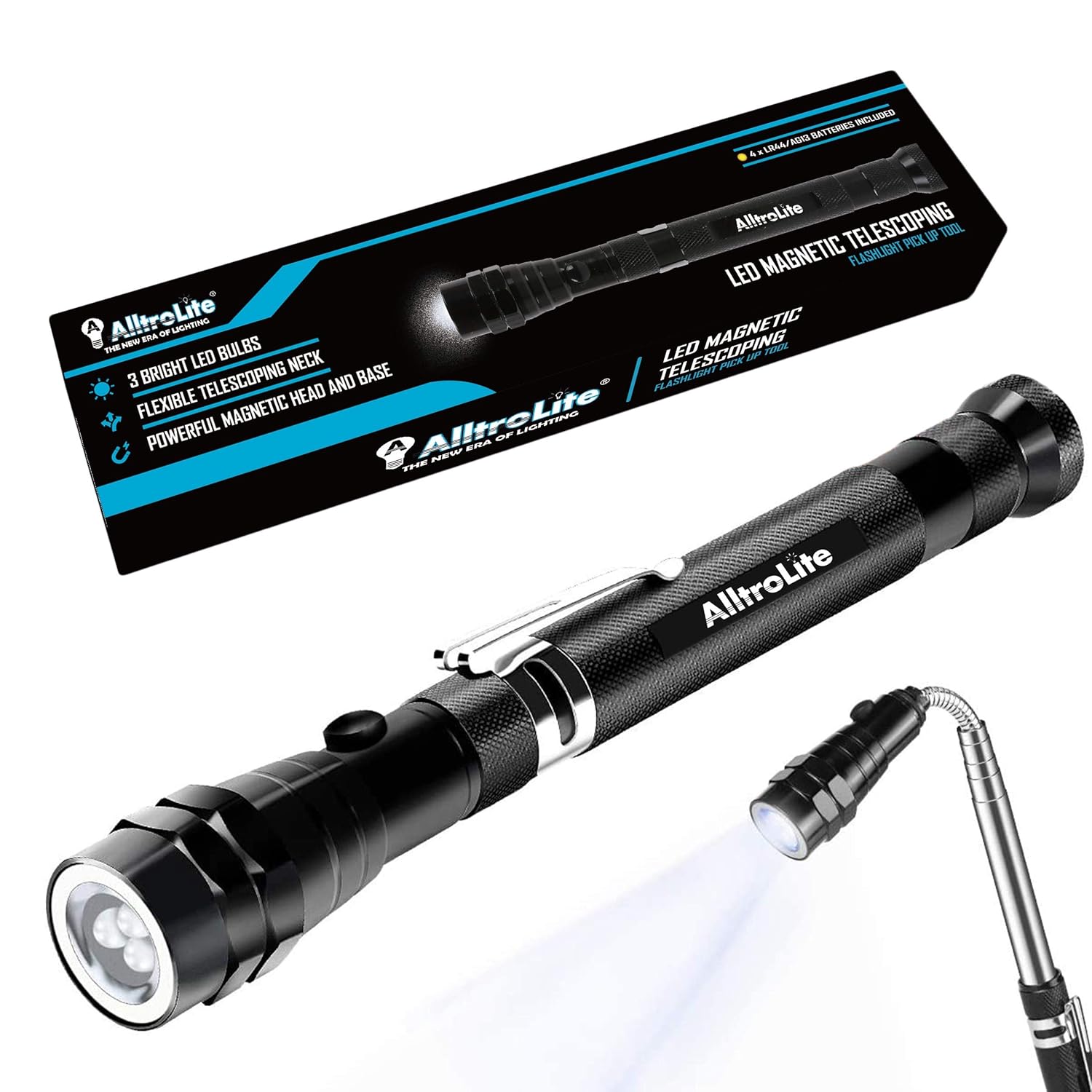AlltroLite LED Magnetic Pickup Tool Flashlight Gift Set - Telescoping Magnet Pick Up Gadget Tool ...