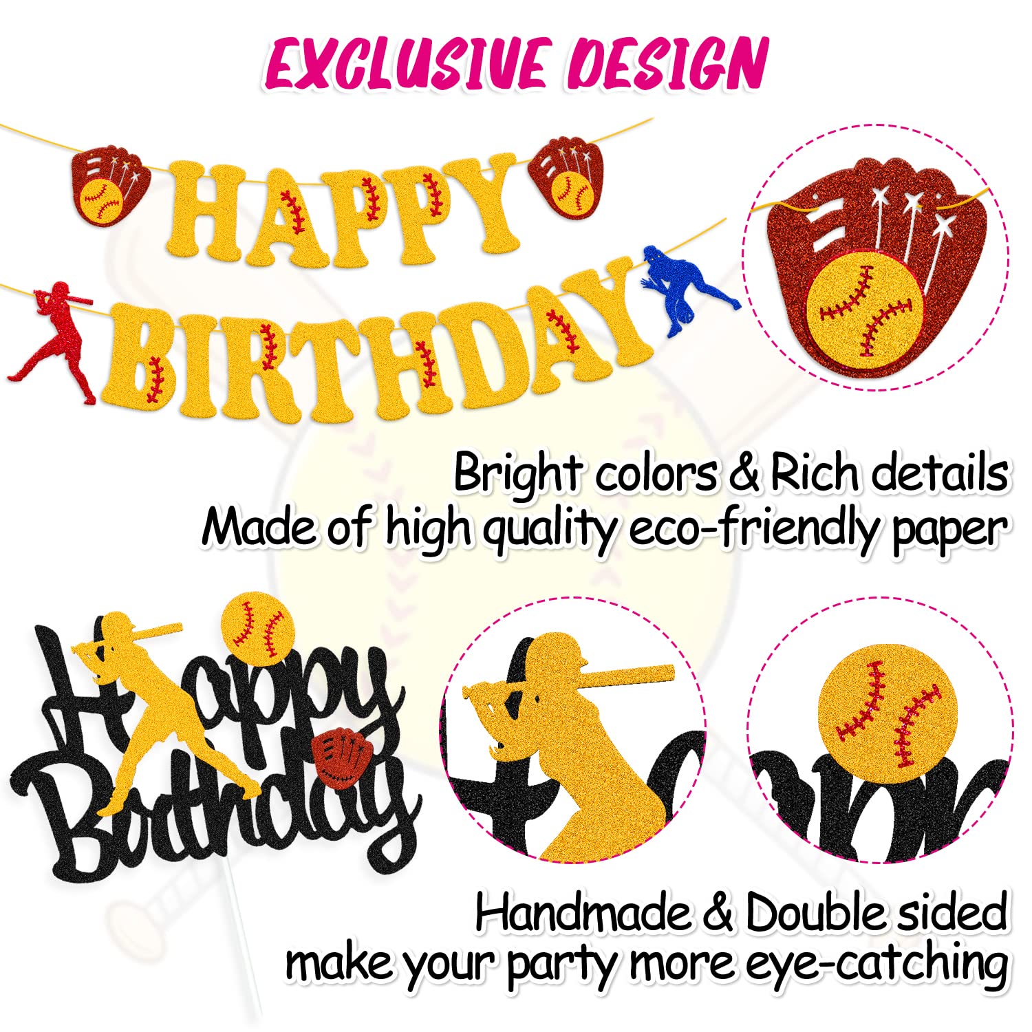 Softball Birthday Banner Big Dot Of Happiness Grand Slam Fastpitch