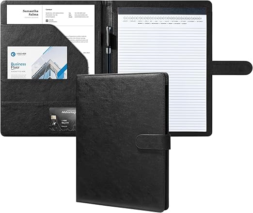 Amazon.com : Mymazn Padfolio Portfolio Folder, Faux Leather Interview ...