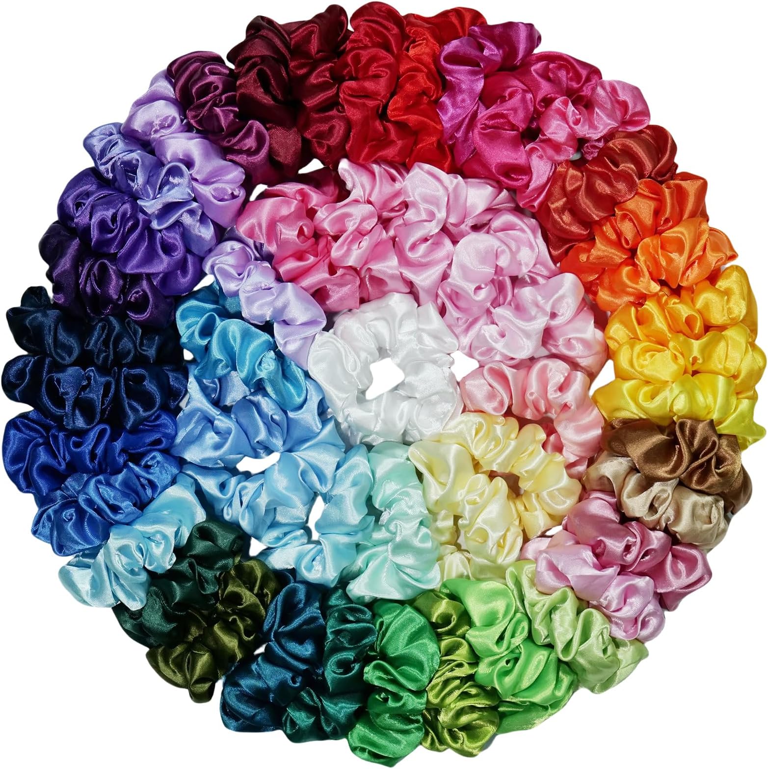 Amazon.com : Simnice 60 Colors Silk Large Satin Hair Scrunchies Elastic ...