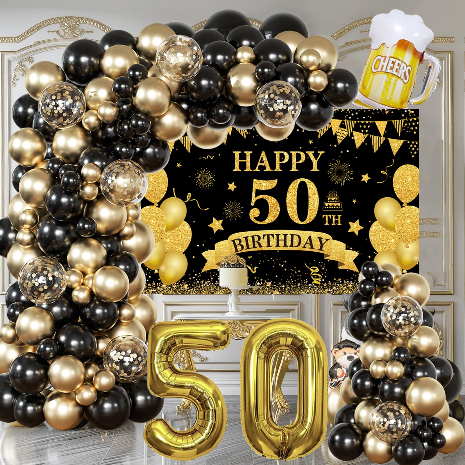 Amazon.com: 50th Birthday Decorations For Men/Women-Black And Gold ...