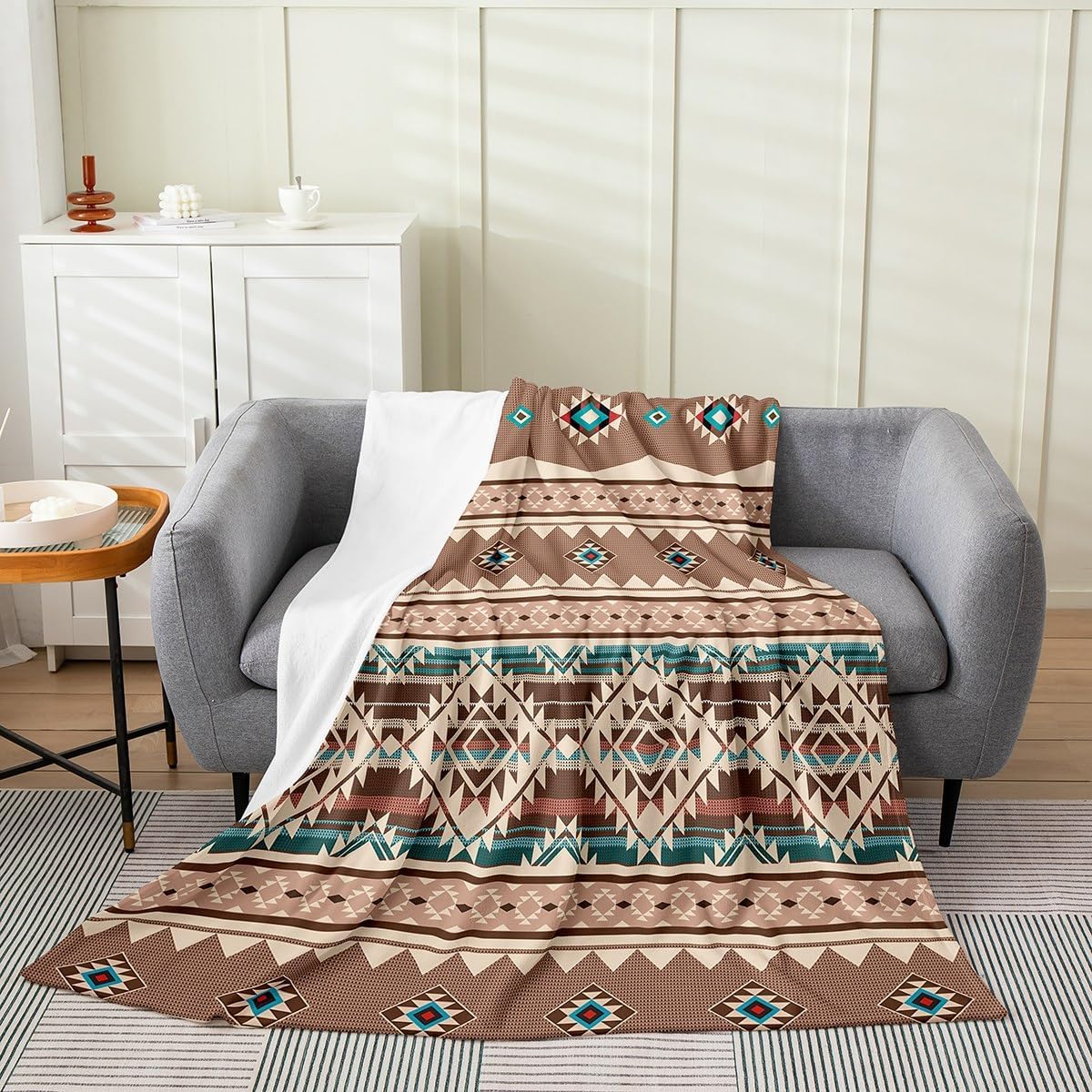 Amazon.com: Western Flannel Fleece Blanket Twin Size, Aztec Throw ...