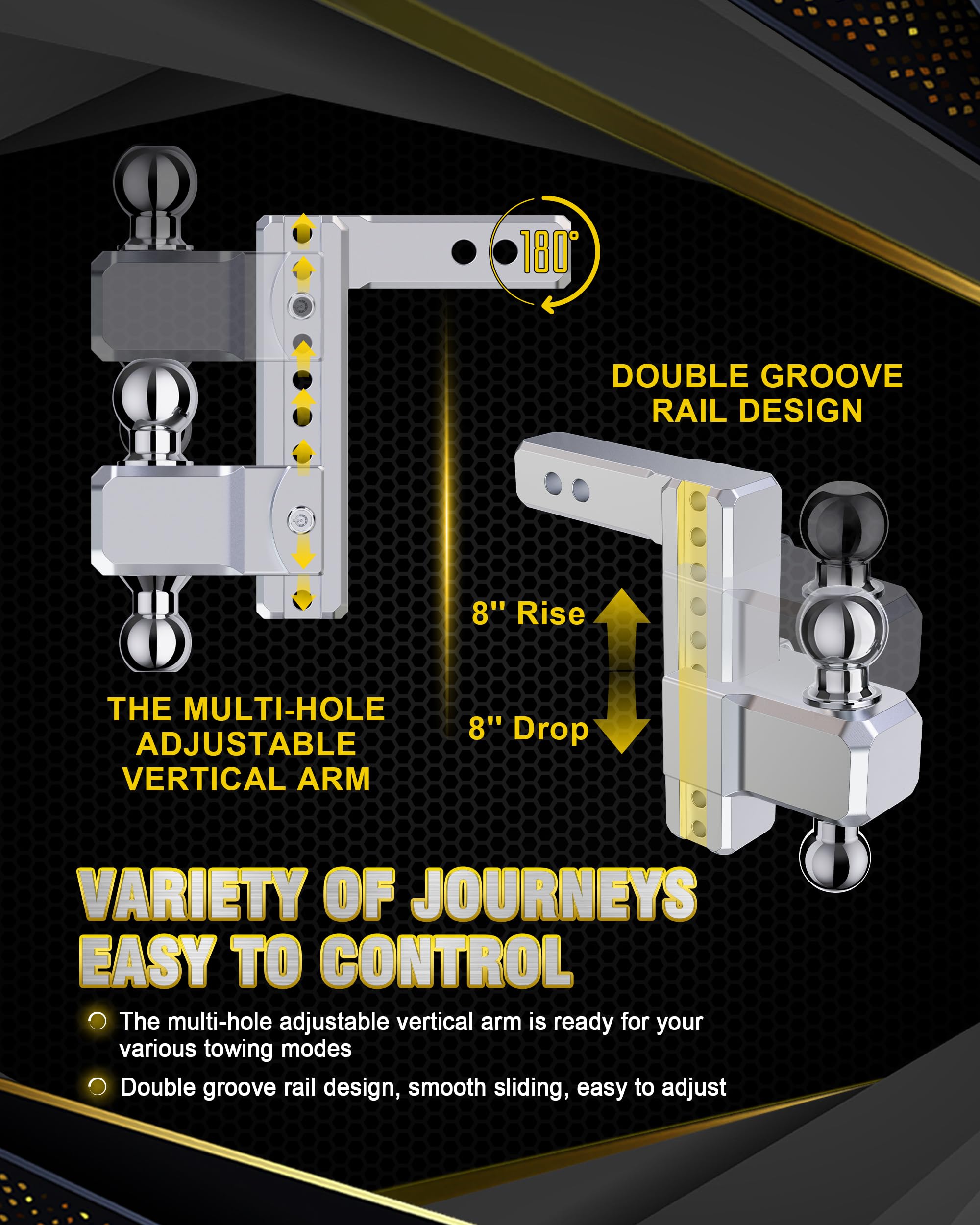Snapklik.com : Trailer Hitch, Fits 2 Inch Receiver 8" Rise/Drop ...