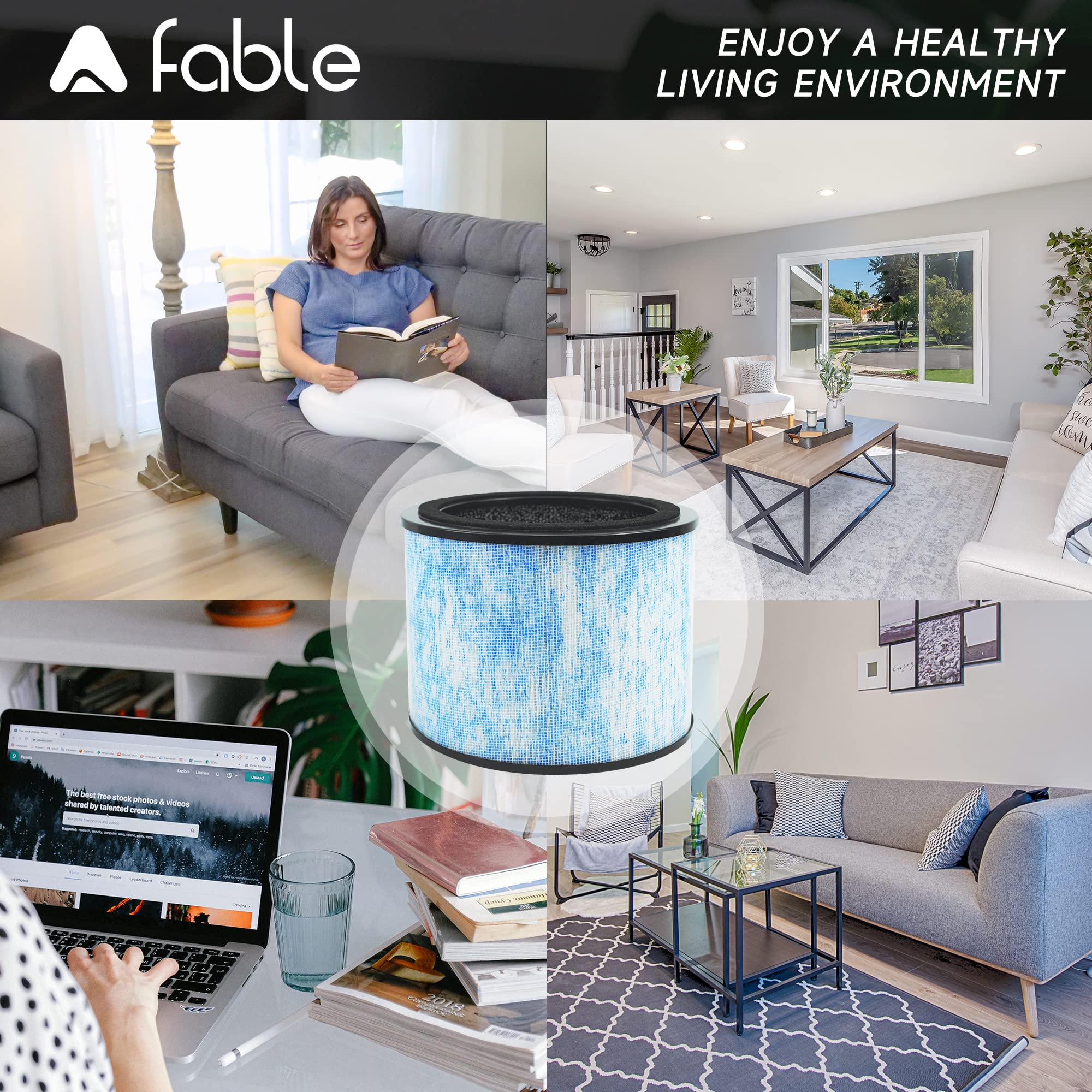 2 Pack AP200 3-in-1 H13 True HEPA Replacement Filters Compatible with ...