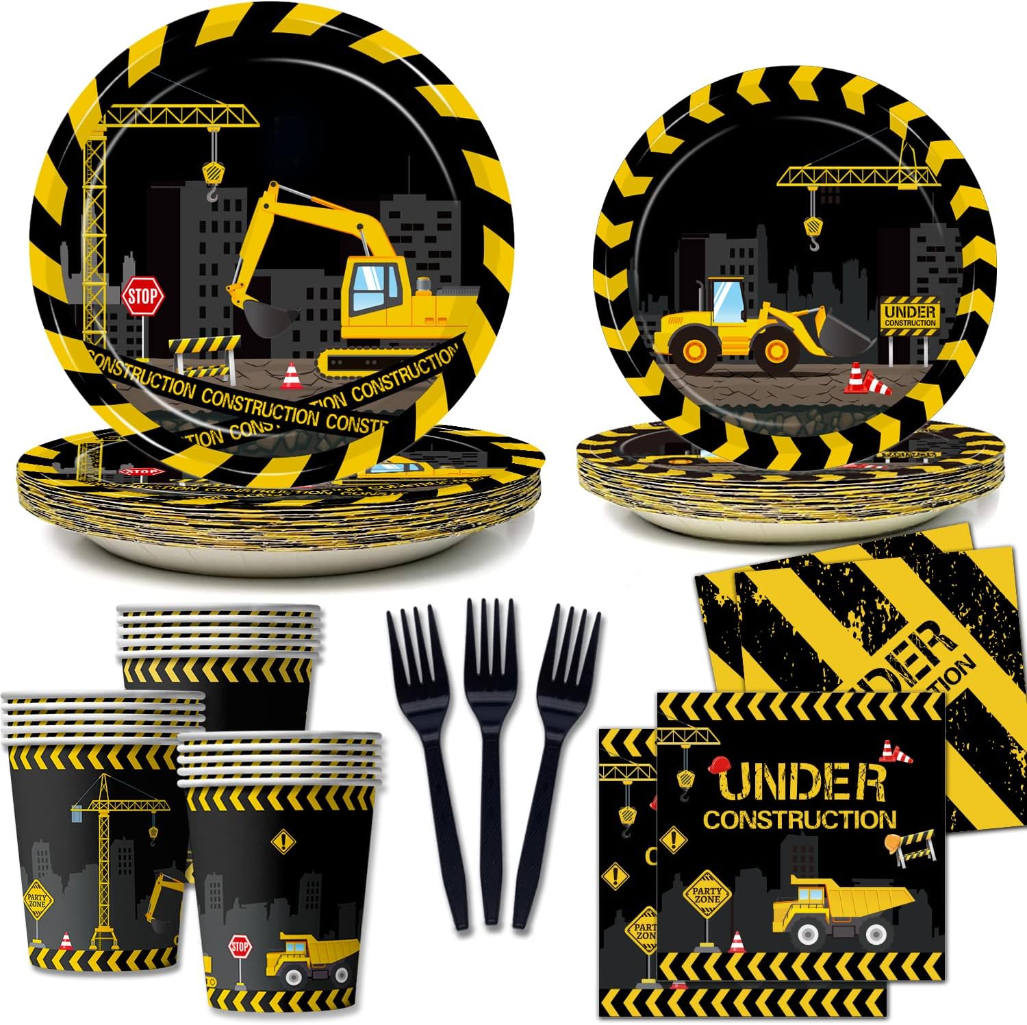 Amazon.com: 120 Pcs Construction Birthday Party Supplies Construction ...