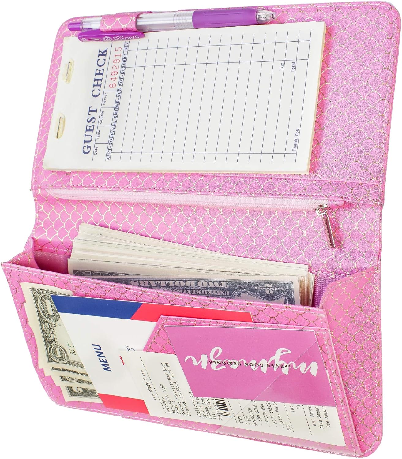 Amazon.com: Mymazn Server books for Waitress Wallet Shimmer Cute ...