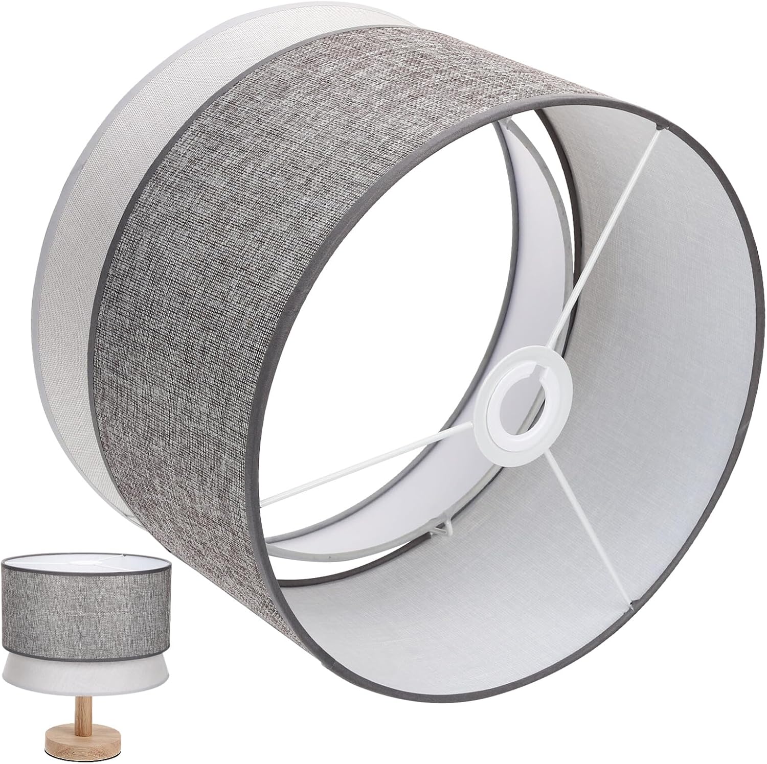 LIFKOME Fabric Lamp Shade for Sockets Deep Gray Barrel Style Light ...