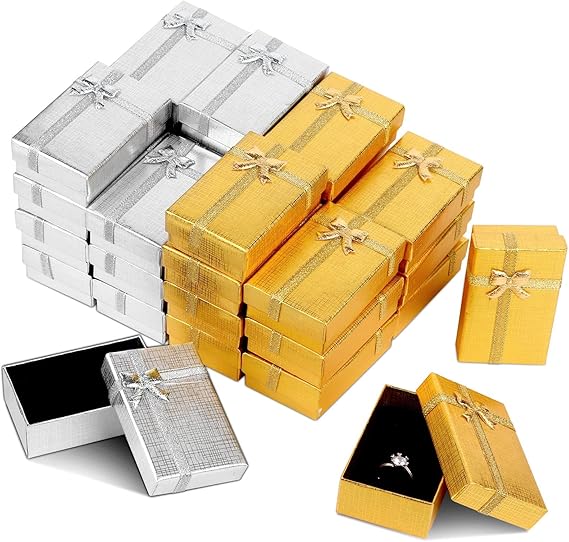 Amazon.com: craftshou 32 Pcs Jewerly Gift Boxes Cardboard Ring Boxes ...