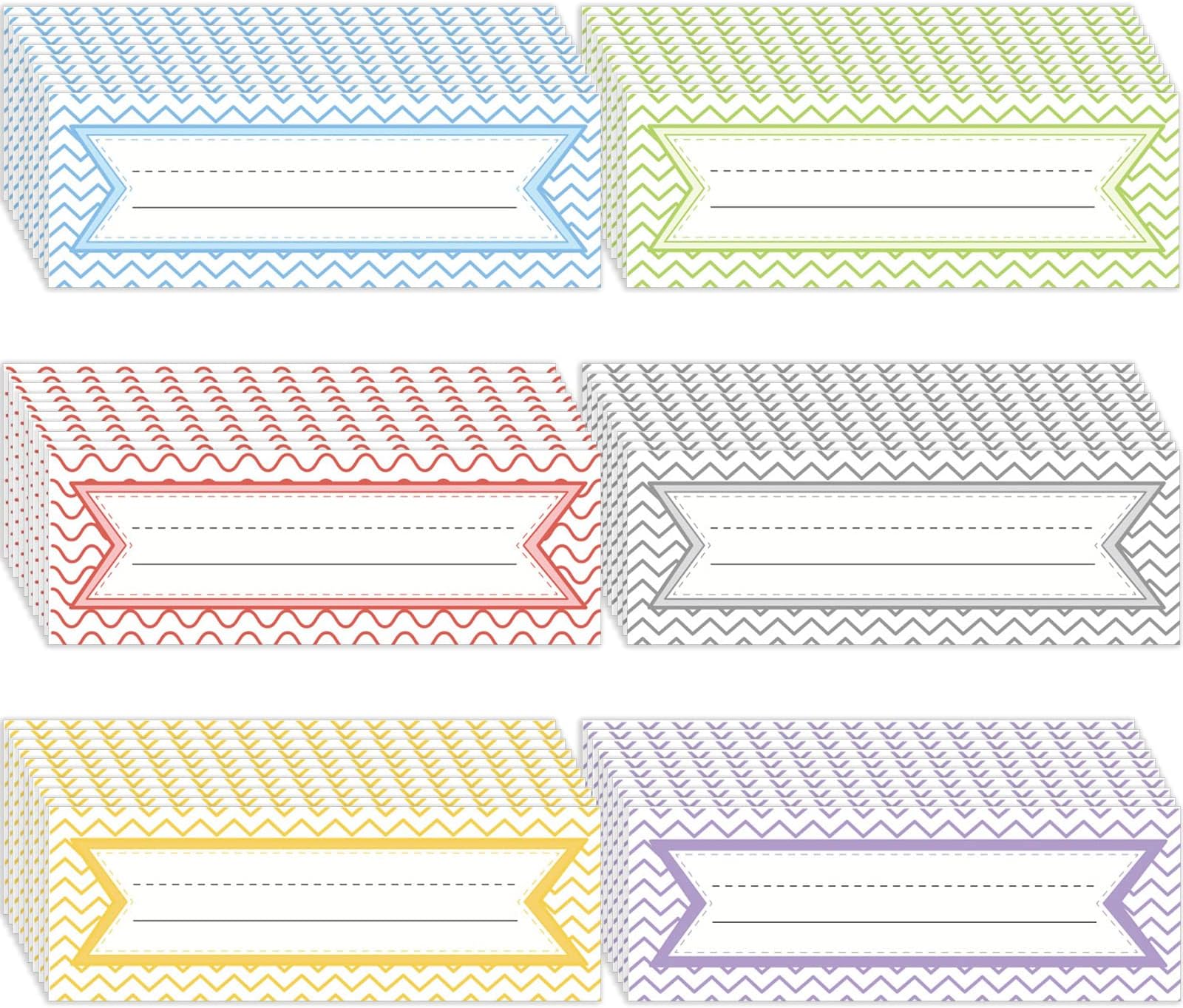Amazon.com: 60 Pack Name Tags for Classroom Desk Name Tags Chevron Name ...