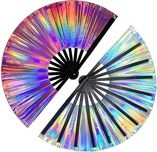 Amazon.com: dmjuncong 1Pcs Large Folding Hand Rave Fan,Clack Handheld ...