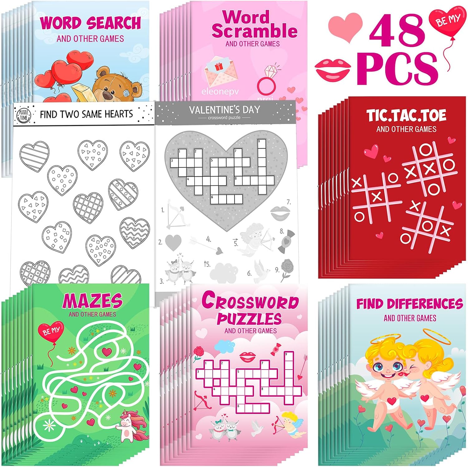 Amazon.com: Hungdao 48 Pcs Valentine's Day Mini Activity Books for Boys ...