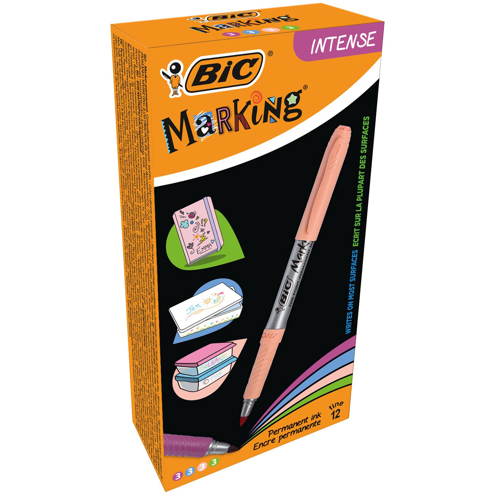 BIC Marking Permanent Markers Fine Tip Assorted Intense & Pastel ...