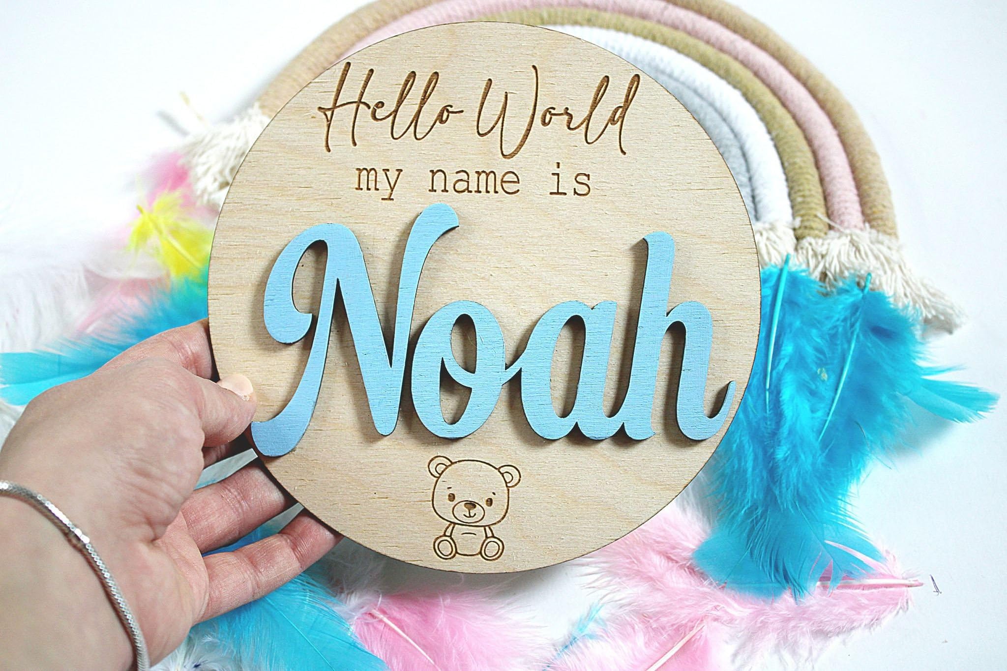 Custom Pregnancy Announcement Plaque 'Little Teddy Bear' | Hello World ...