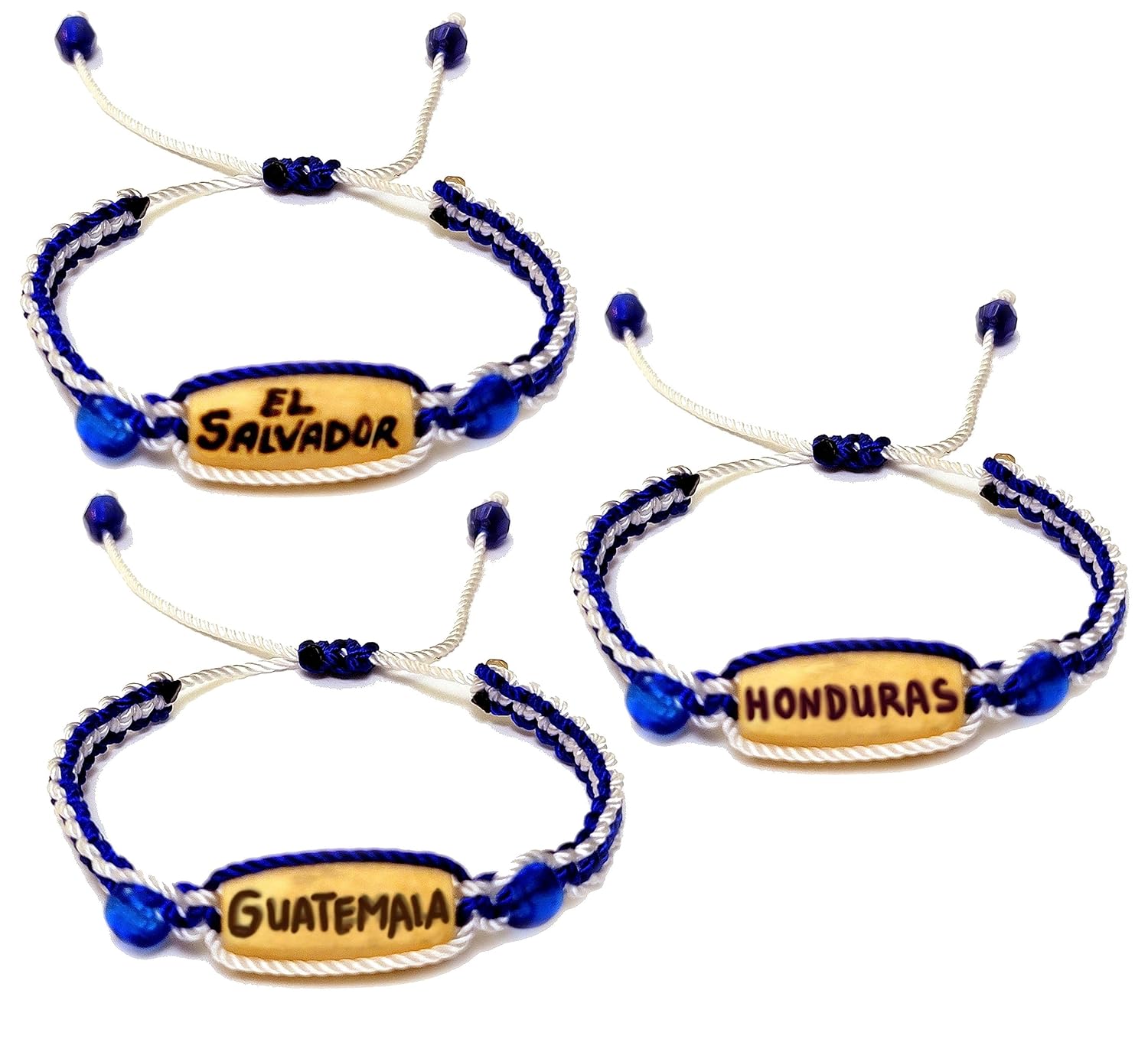 Amazon.com: EL SALVADOR HONDURAS GUATEMALA MACRAME BRACELET WHITE AND ...