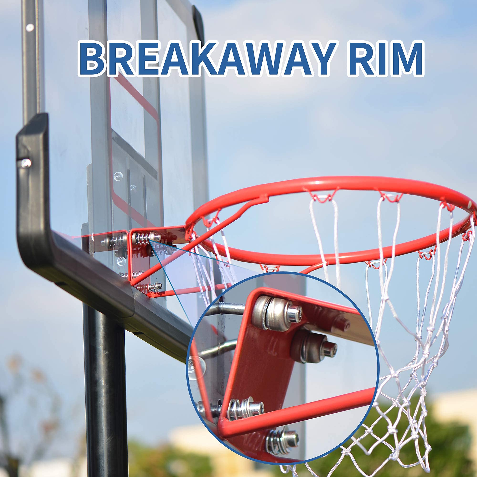 Merax Portable Basketball System Basketball Hoop & Goal with 44 ...