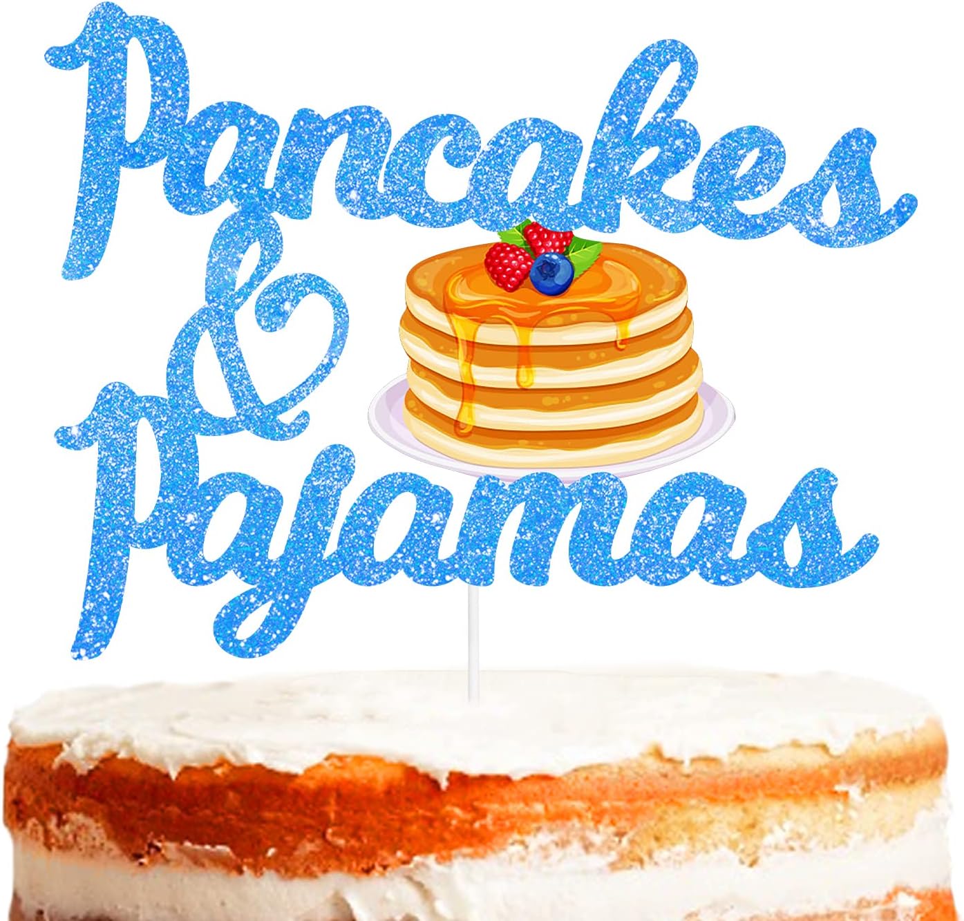 Amazon.com: Blue Glitter Pancakes Pajamas Cake topper Pick for Bar ...