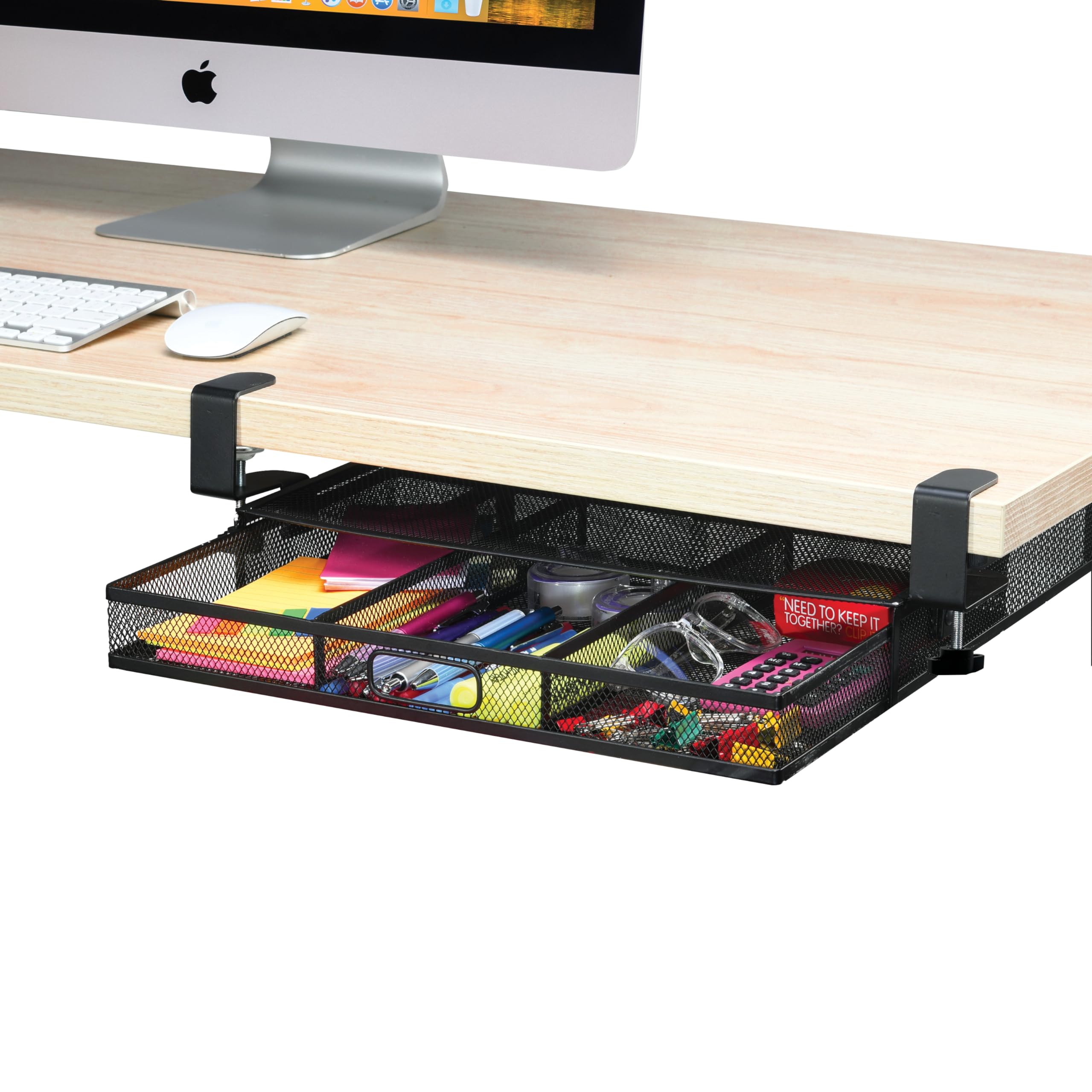 Amazon.com: Under Desk Drawer Organizer Clamp-On, Mesh Metal Desk ...