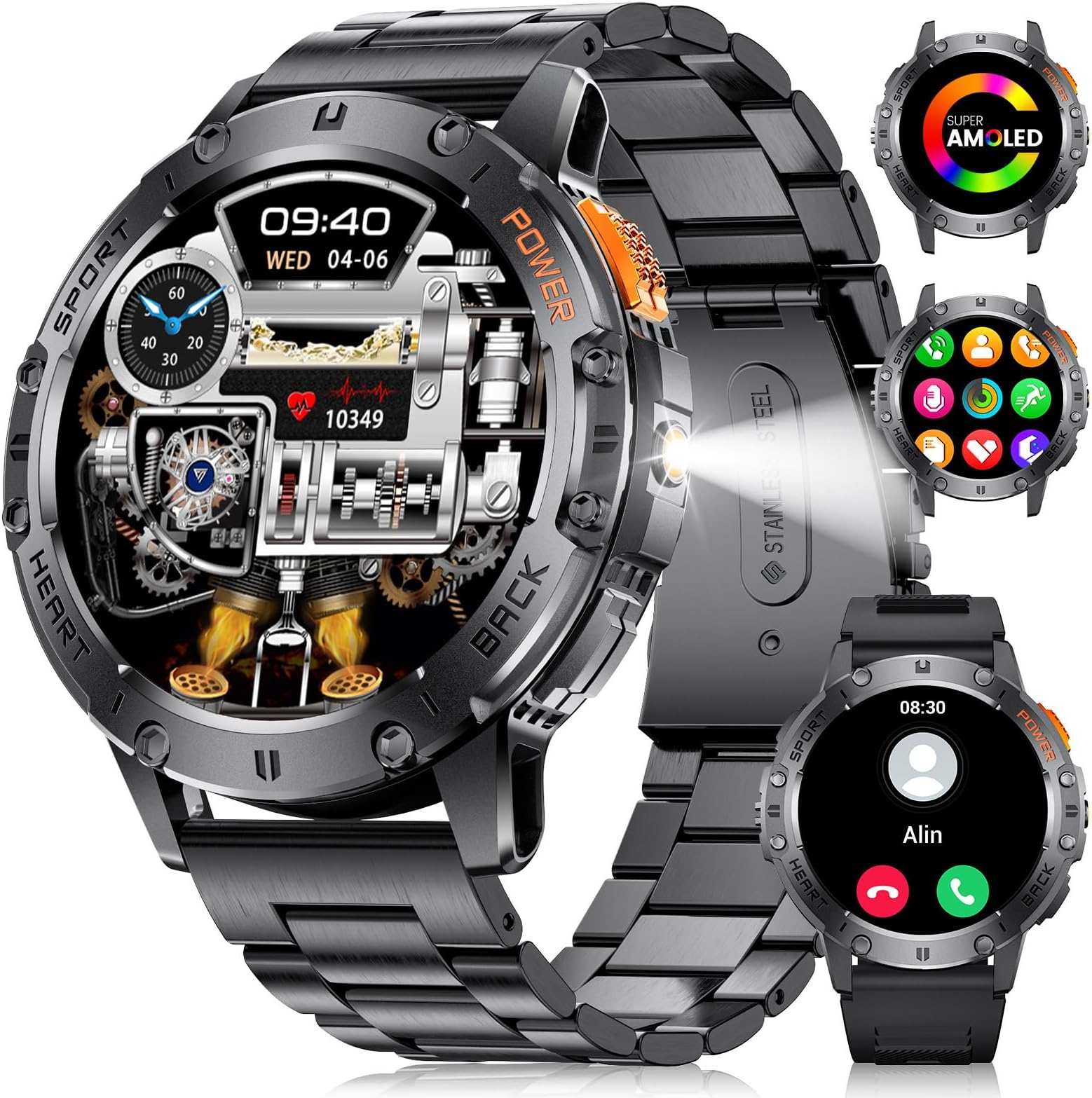 LIGE Smartwatch for Men Answer/Make Calls,530mAh 1.43" HD Military ...