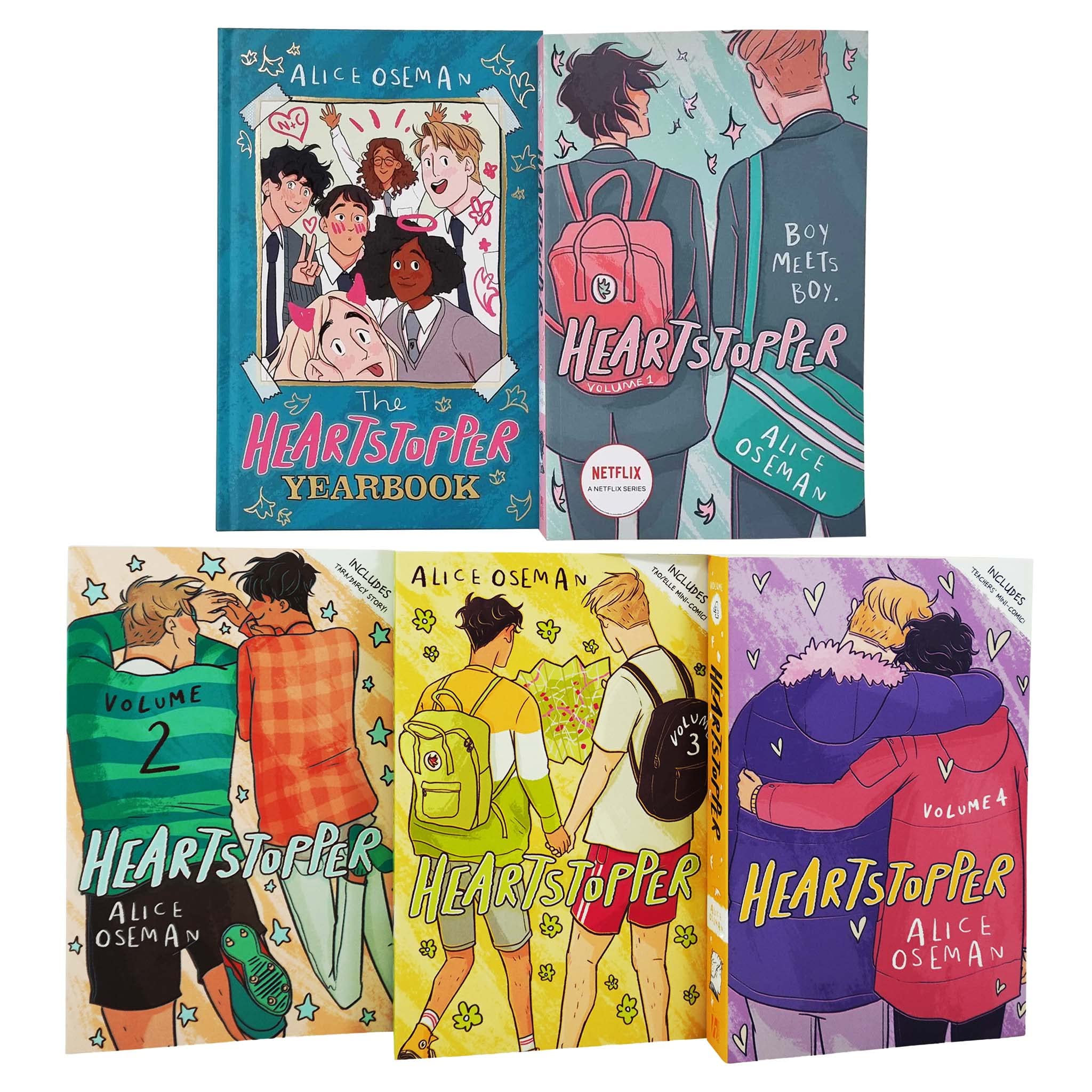 Heartstopper Series Volume 1-4 & Heartstopper Yearbook (Hardback) 5 ...