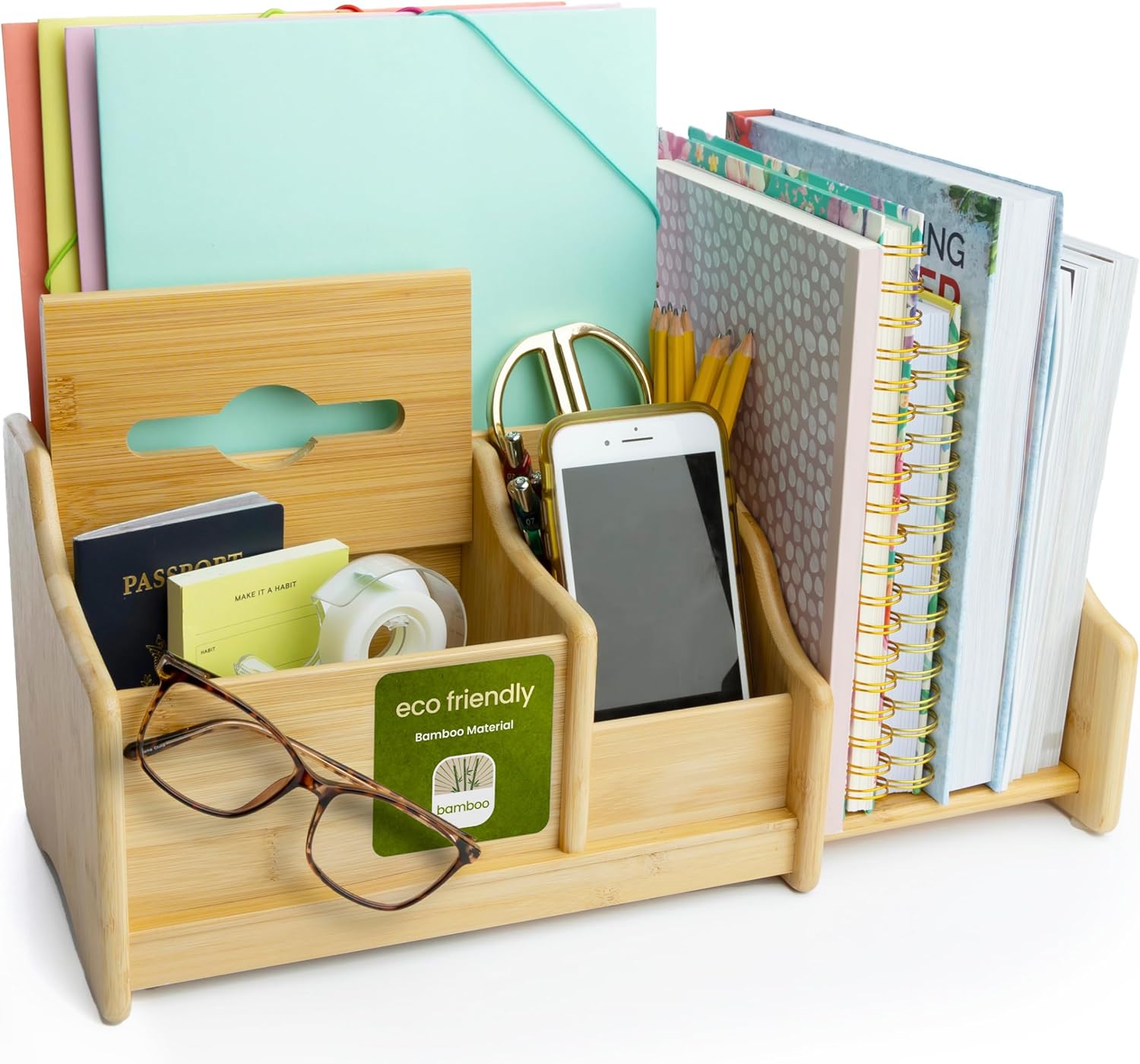 Amazon.com: DECOMIL Bamboo Desk Organizer, Wood Desktop Shelf, Perfect ...