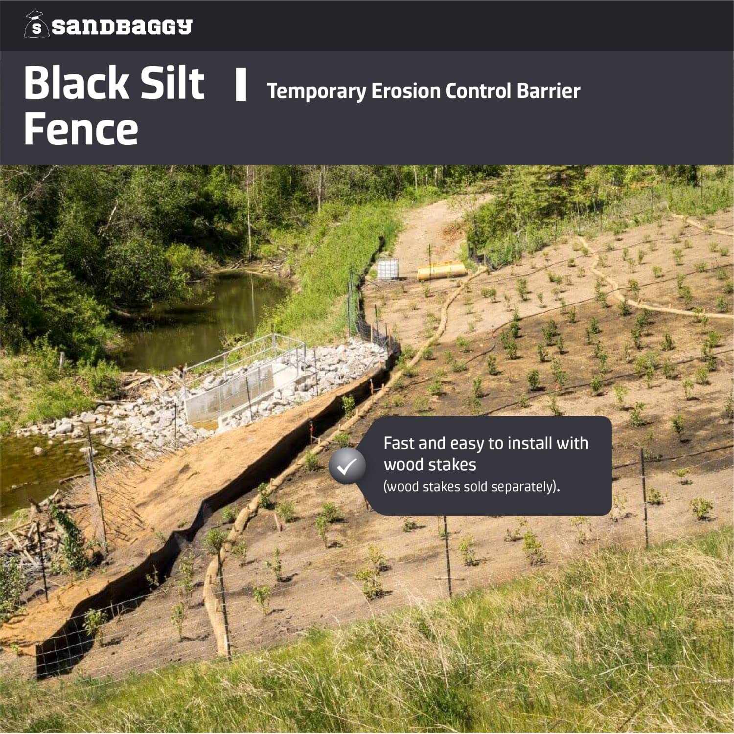 Sandbaggy Black Silt Fence Fabric Rolls (3 ft x 500 Thailand | Ubuy