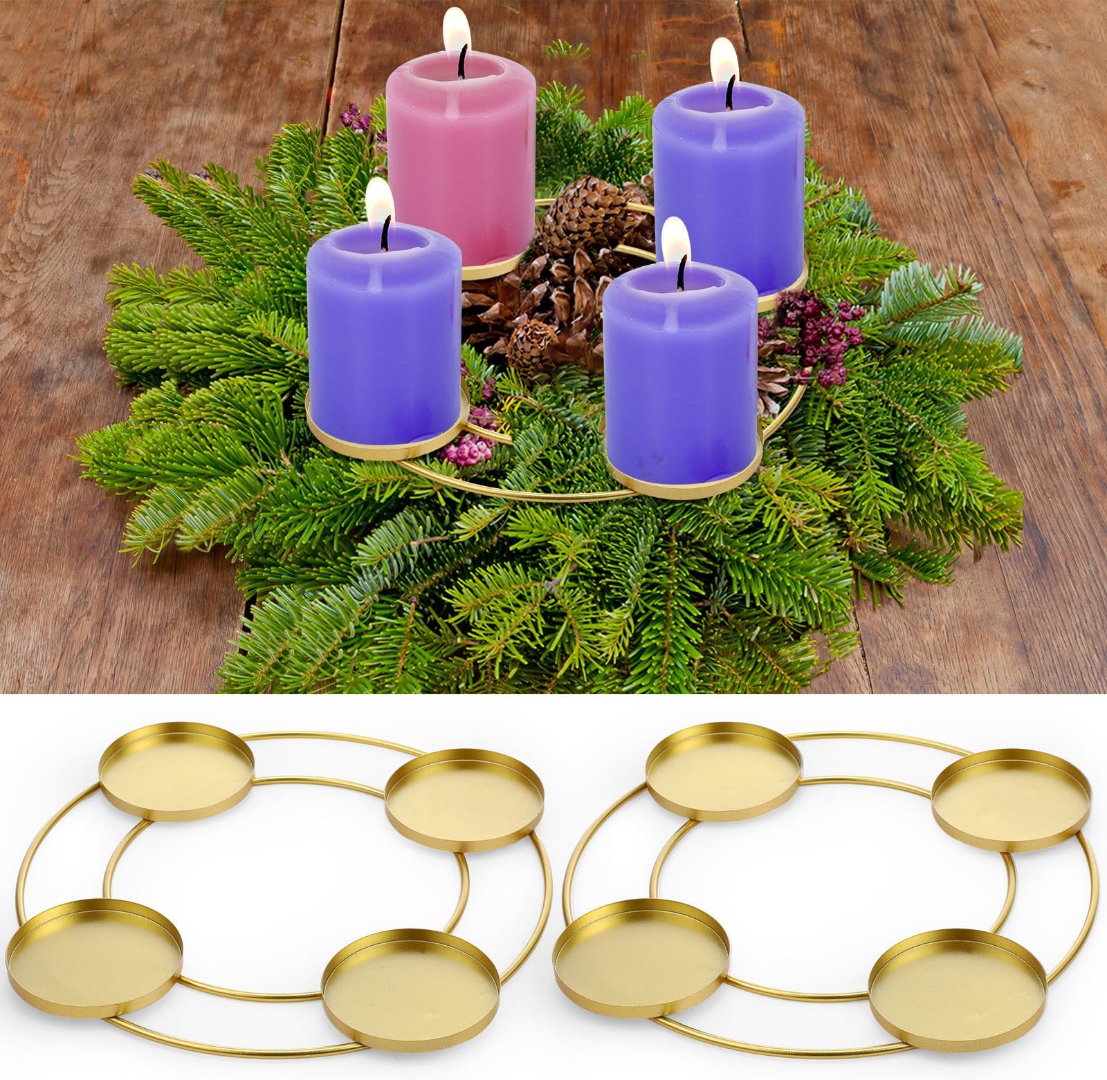 Amazon.com: Red Ribbon Advent Wreath Ring Candle Holder for Pillar ...