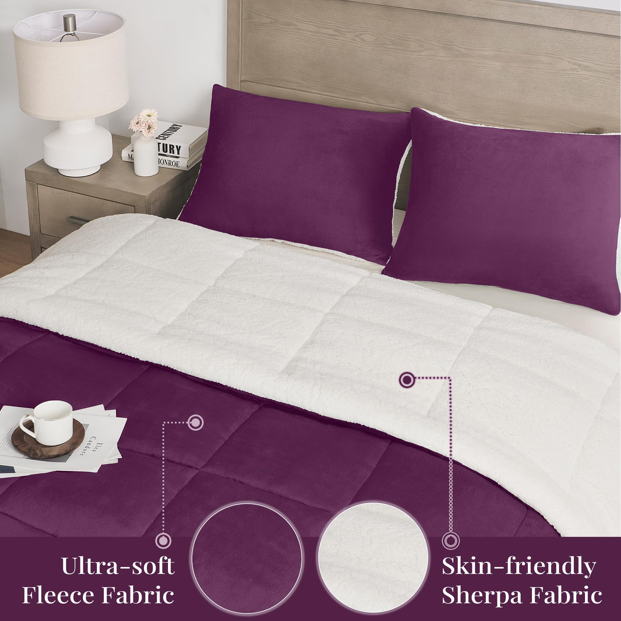 Basic Beyond Queen Comforter Set - Luxury Fleece Sherpa Comforter Sets ...