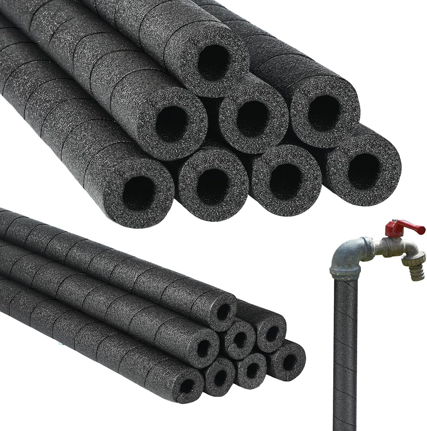 8 Pcs Pipe Insulation Foam Tube 27 Inches Black Foam Tube Freeze ...