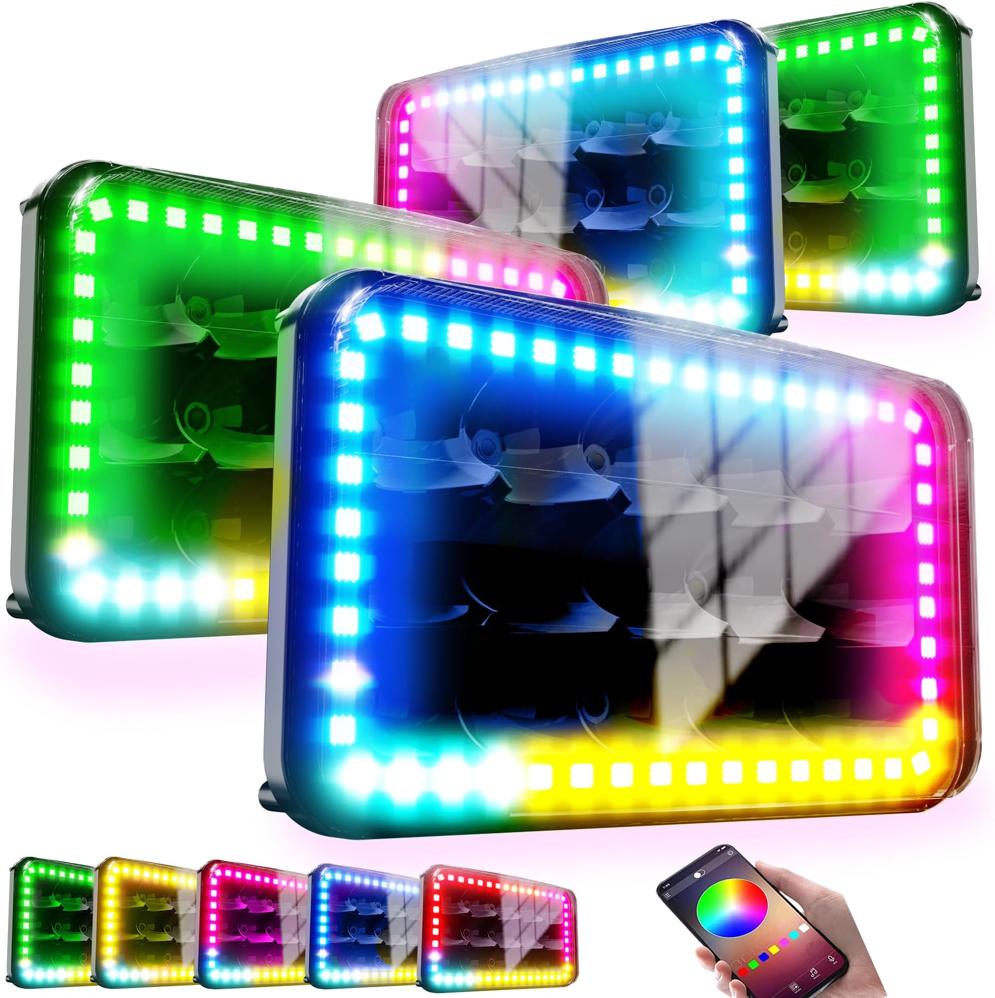 Amazon.com: Ciascy 4PCS 4X6 LED Headlight Assemblies Hi/Lo Sealed Beam ...