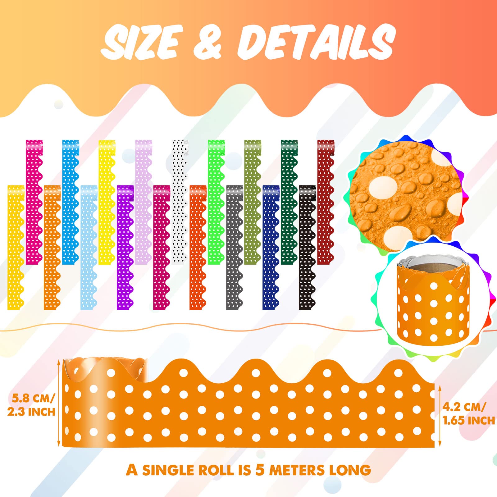 Snapklik.com : 18 Packs Scalloped Bulletin Board Borders In 18 Colors ...