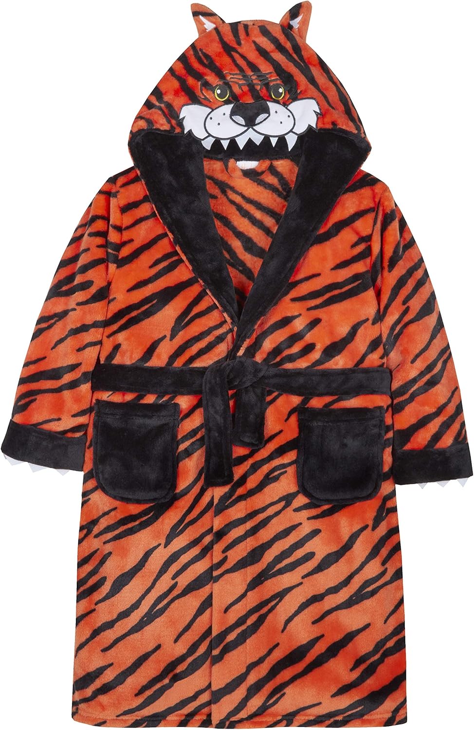 Boys Tiger Dressing Gown Robe Plush Fleece Soft Animal Childrens Hooded ...