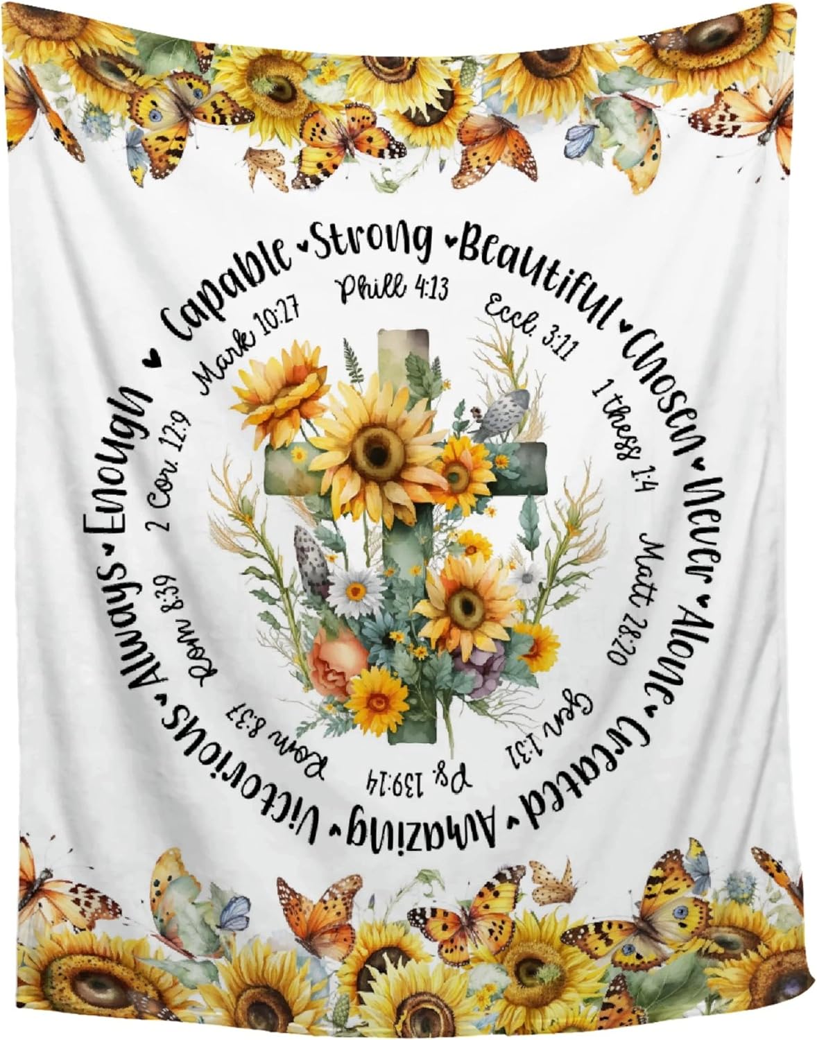 Amazon.com: Briizy Bible Verse Blanket with Sunflowers - Scripture ...