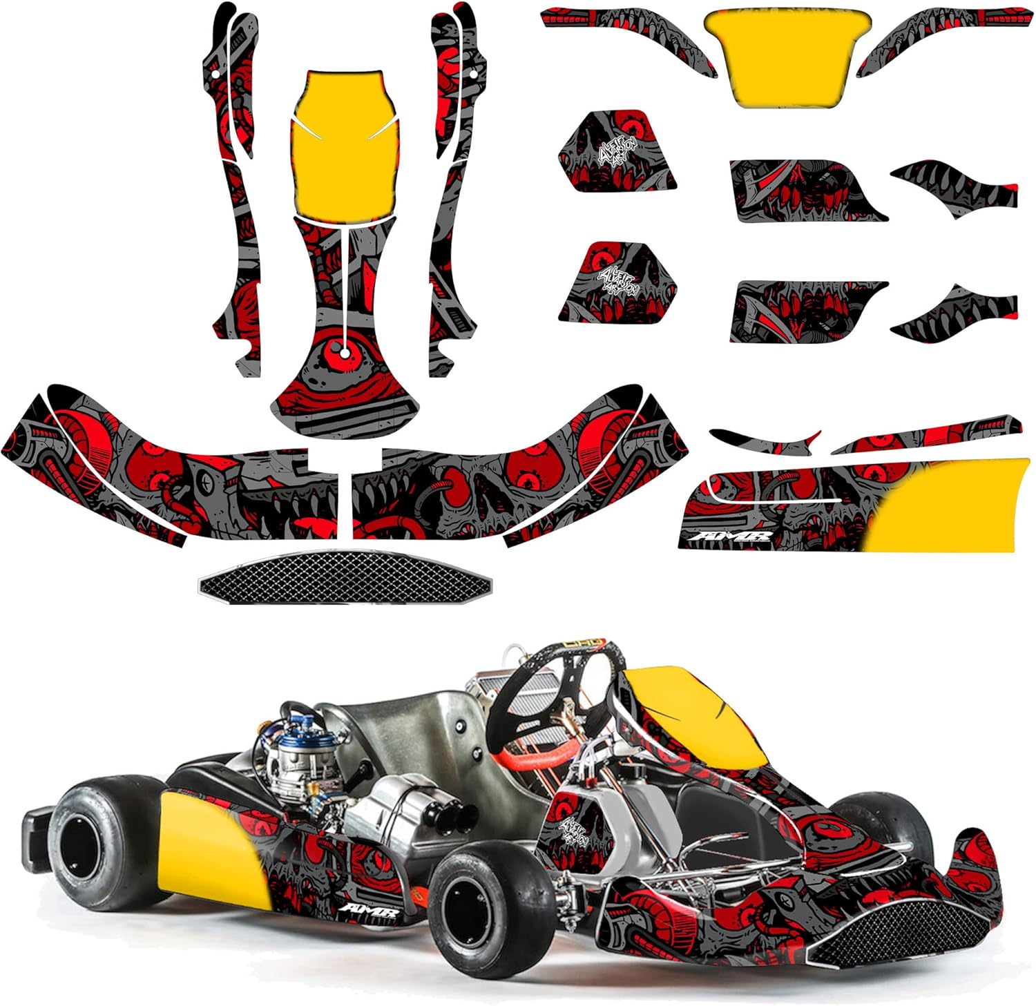 Amazon.com: AMR Racing Go-Kart Graphics kit Sticker Decal Compatible ...