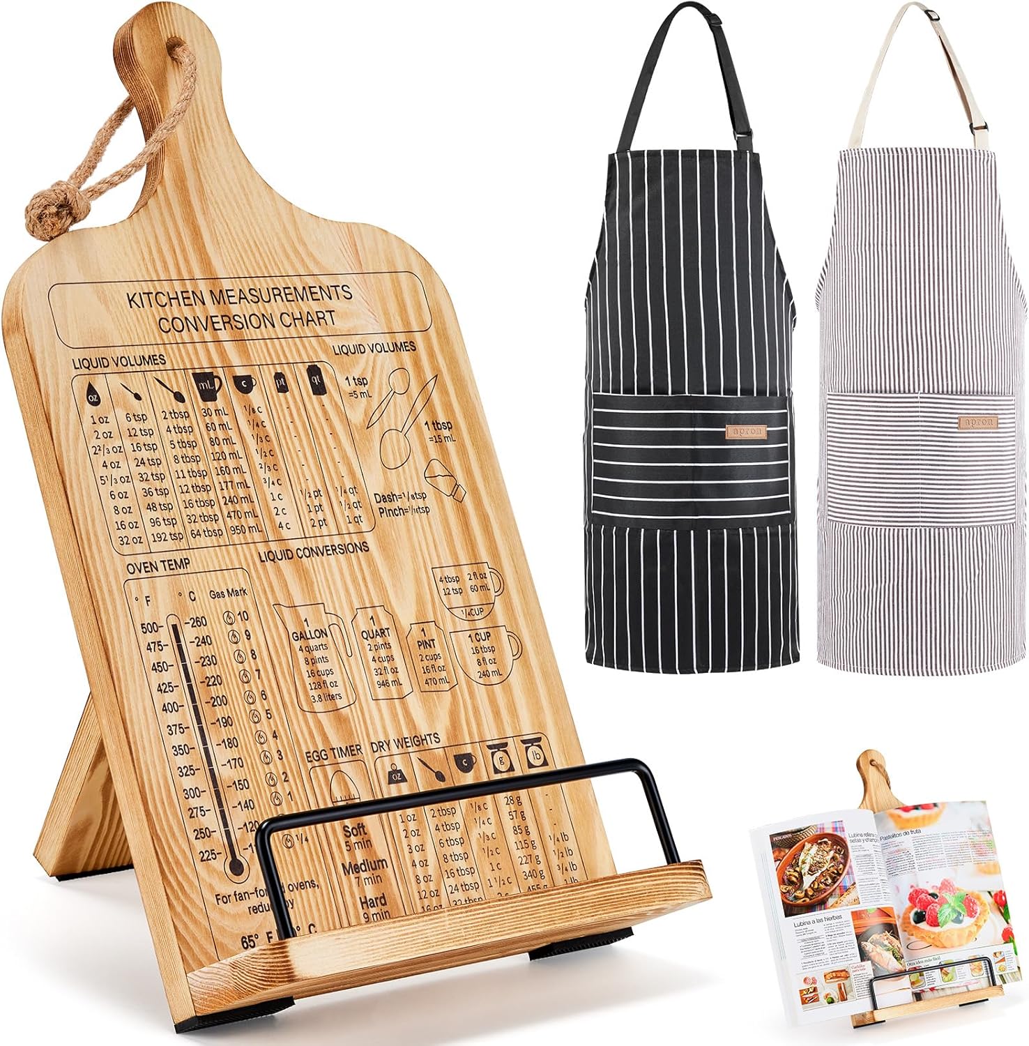 Housejoy Wooden Cookbook Stand, Hieght Adjustable Bookholder for ...