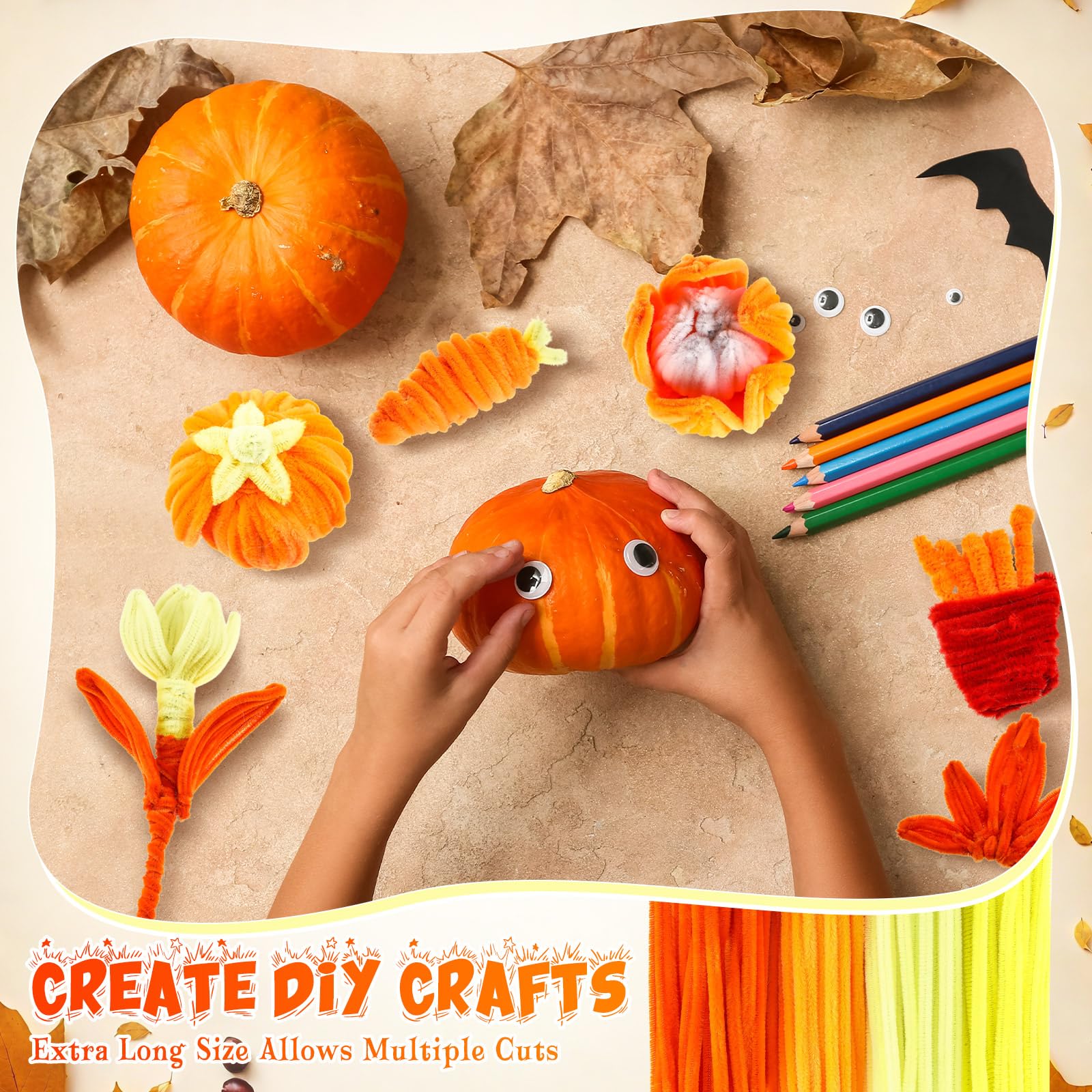 Snapklik.com : 400 Pcs 24 Inch Extra Long Orange Pipe Cleaners Chenille ...