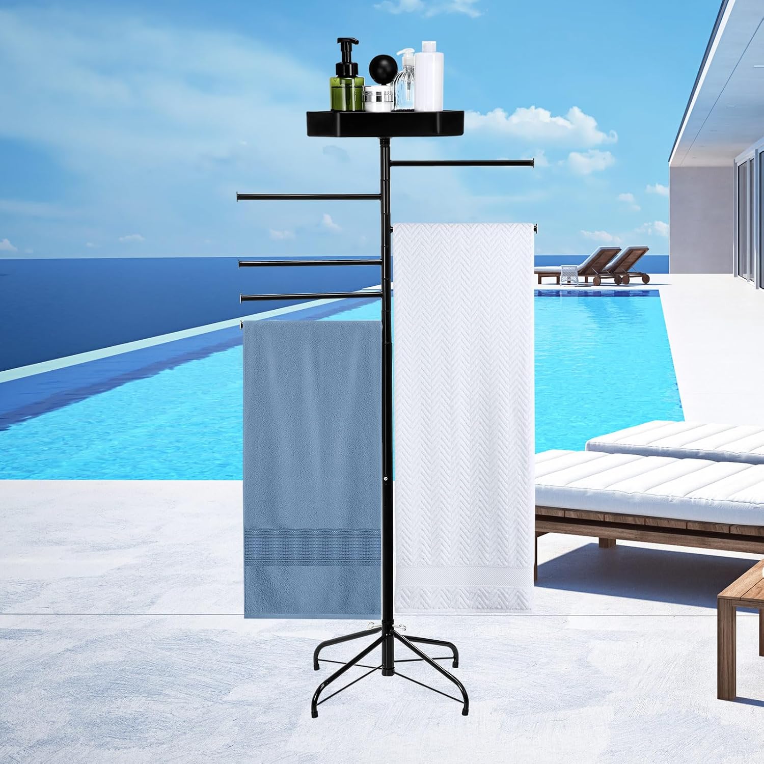Amazon.com: Moxweyeni Pool Outdoor Towel Rack 59 Inch Metal Towel ...