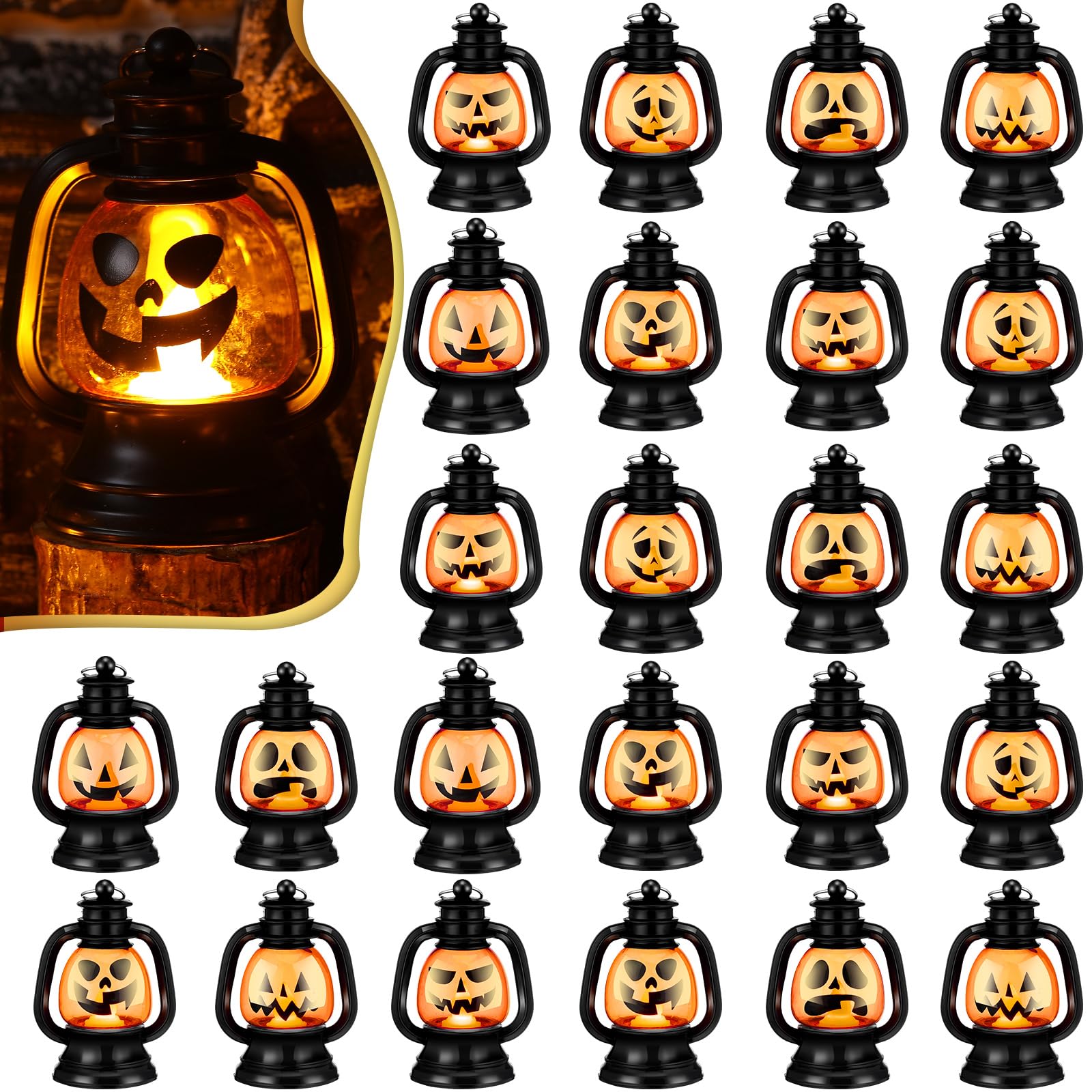 Amazon.com: ROCEEI 24 Pcs Halloween Mini Lantern with Flickering LED ...